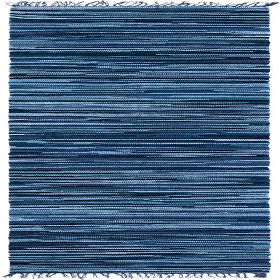 Navy Blue 2' 7 x 9' 10 Hand Woven Chindi Cotton Runner Rug | Rugs.com