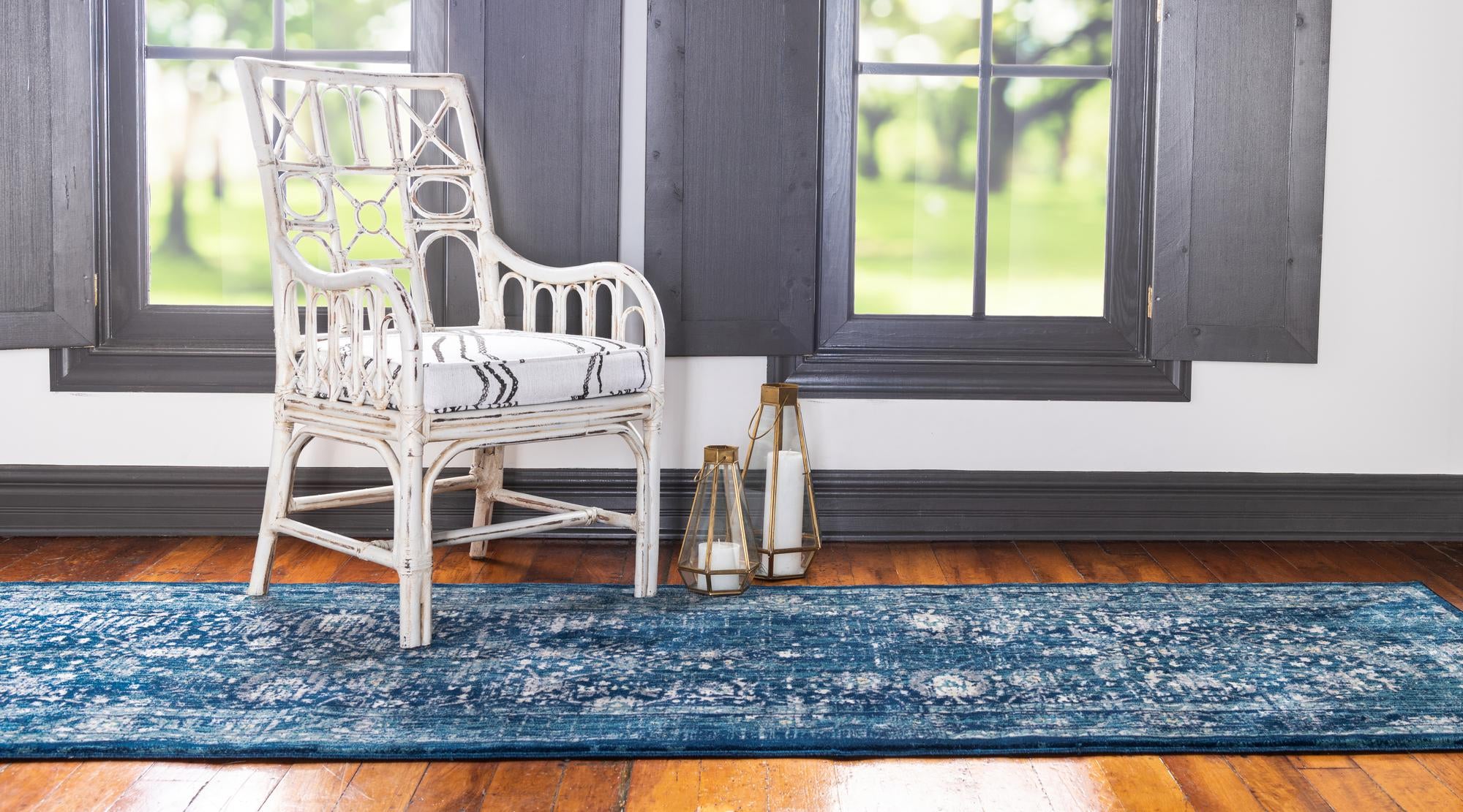 Navy Blue 2' x 8' Dahlia Runner Rug | Rugs.com