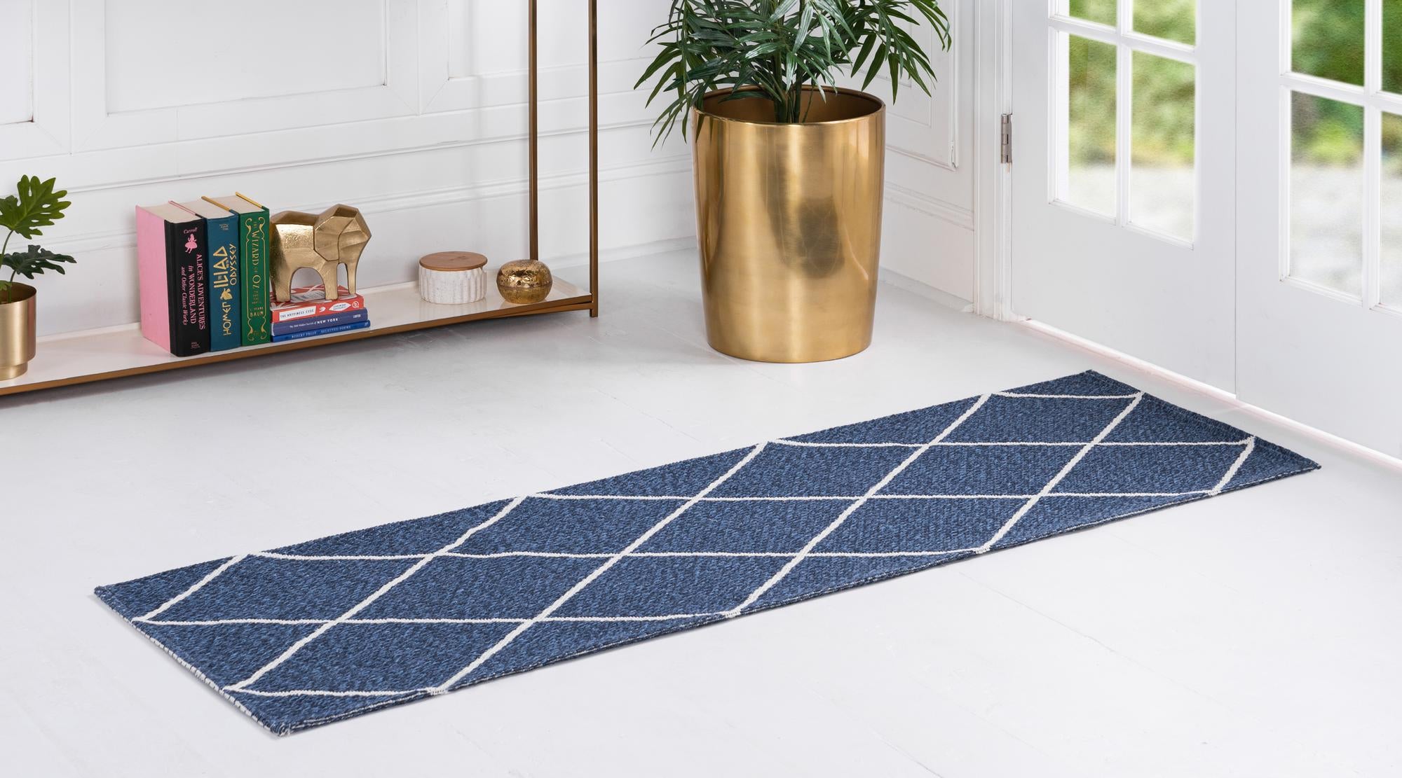 Navy Blue 2' x 7' 10 Georgia Runner Rug | Rugs.com