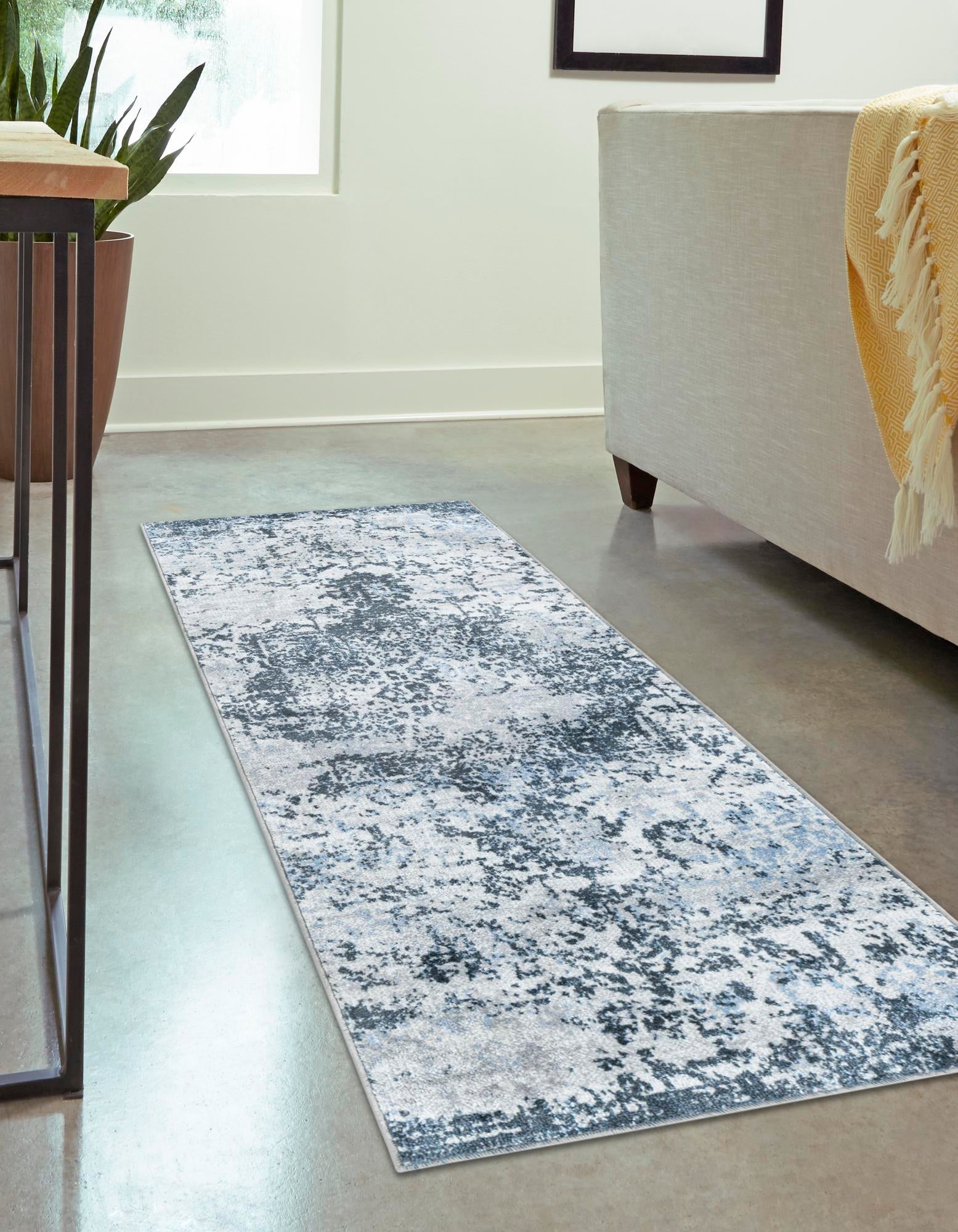 Navy Blue 2' x 6' Kamala Washable Runner Rug | Rugs.com
