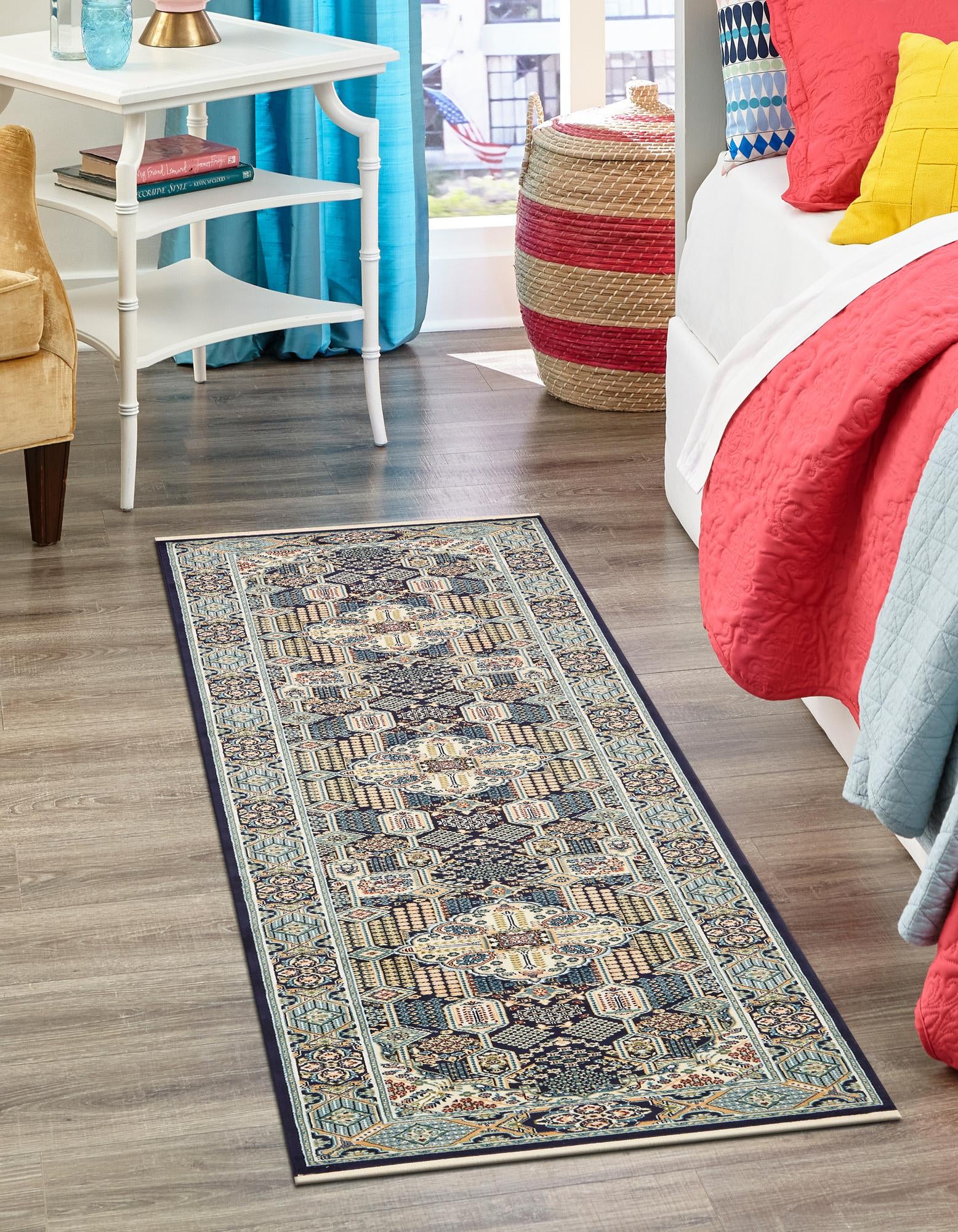 Navy Blue 3' x 13' Waverly Nain Design Runner Rug | Rugs.com