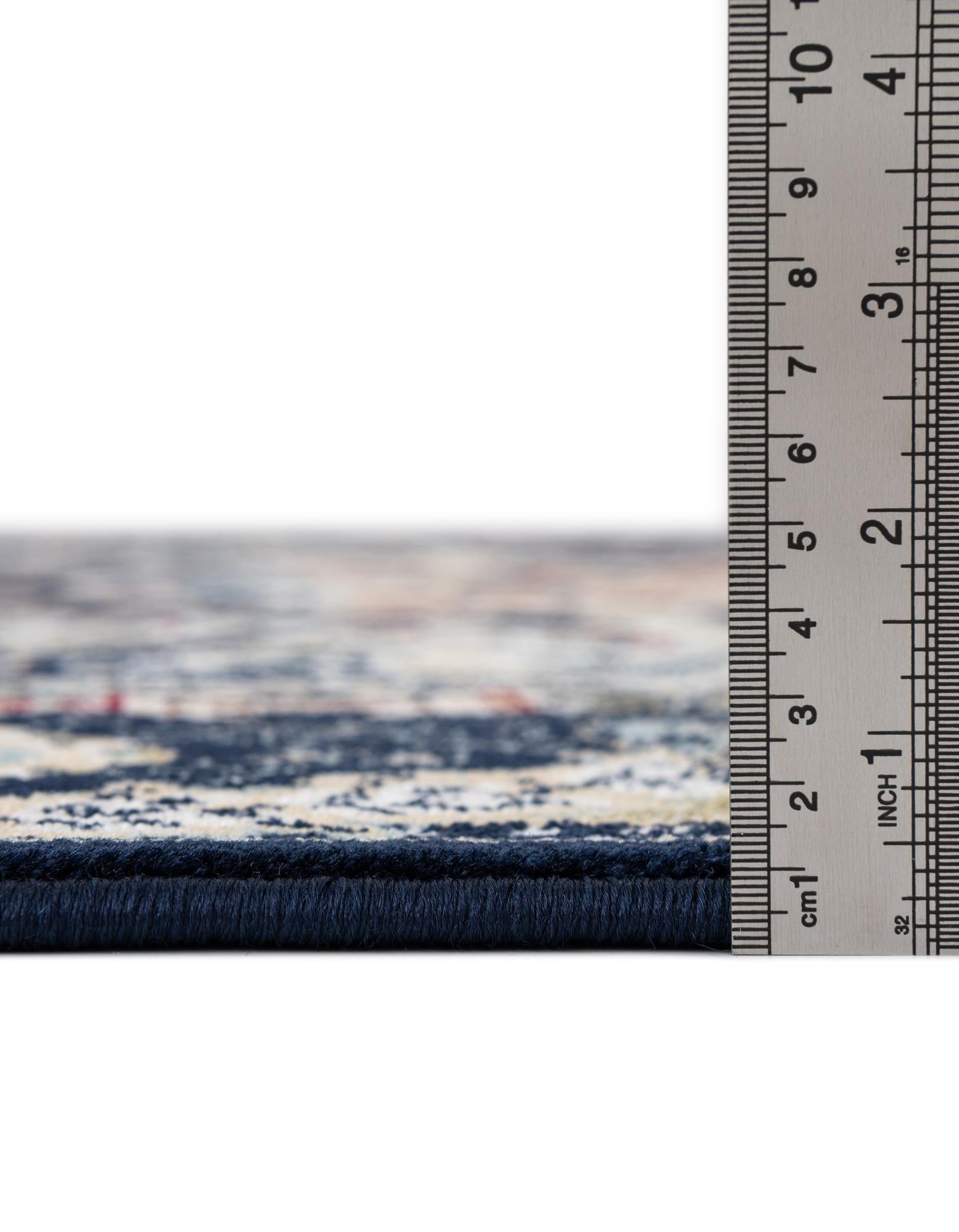 Navy Blue 3' x 13' Nain Design Runner Rug | Rugs.com
