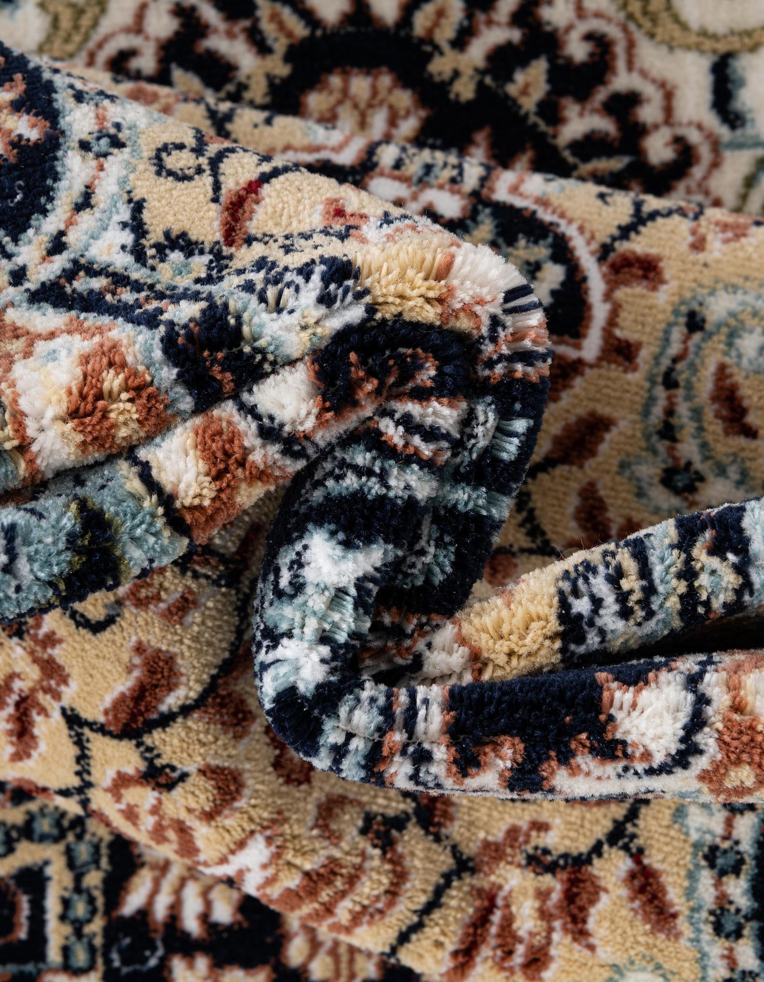 Navy Blue 3' x 13' Nain Design Runner Rug | Rugs.com