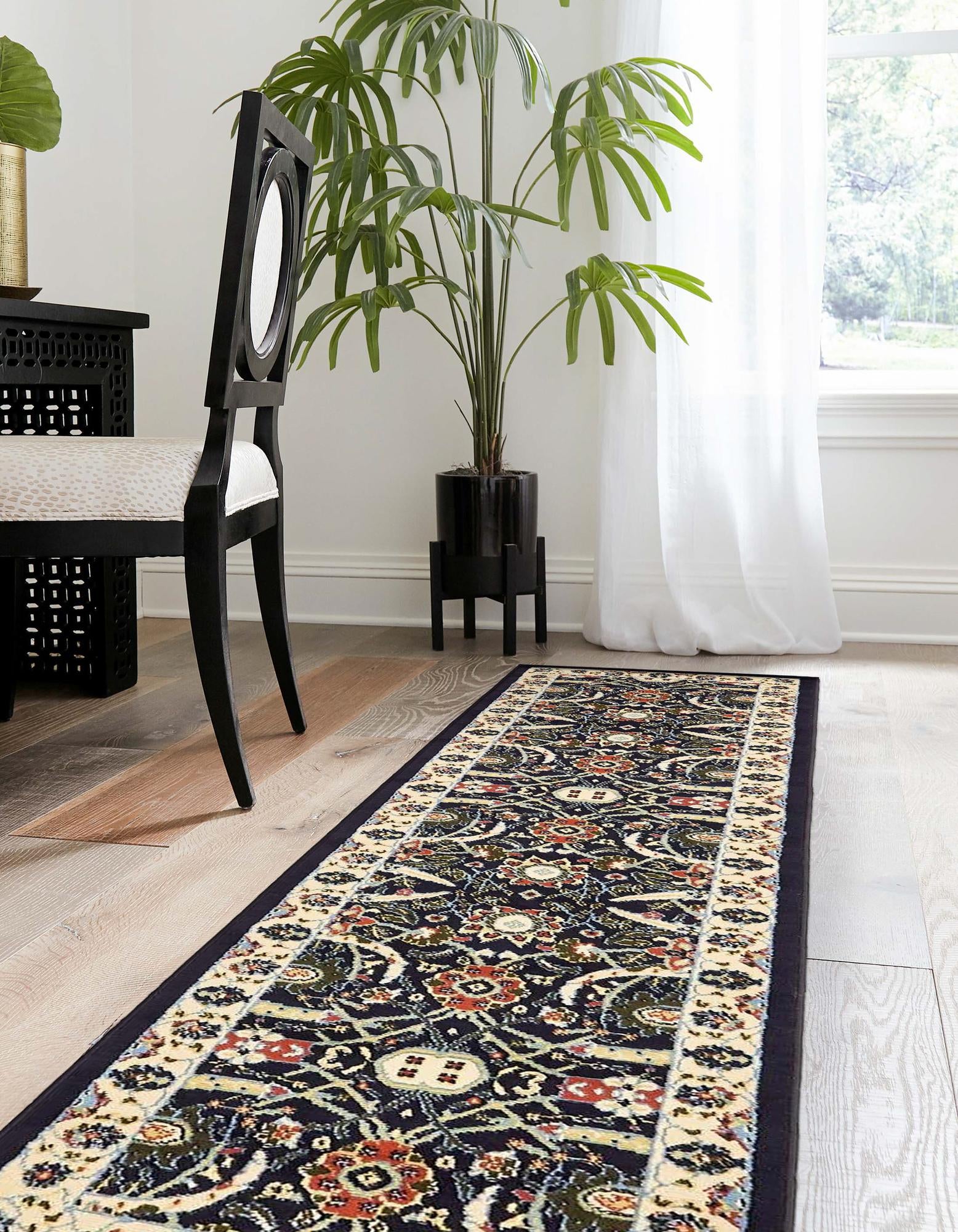 Navy Blue 2' 2 x 8' 2 Neda Runner Rug | Rugs.com