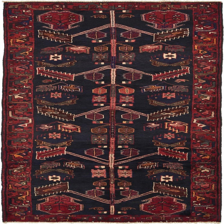 Navy Blue 3' 8 x 9' 9 Hand Knotted Saveh Persian Wool Runner Rug | Rugs.com