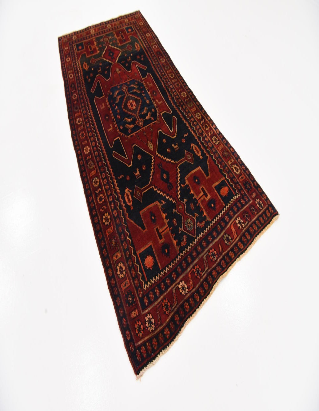 Navy Blue 4' x 8' 7 Hand Knotted Sirjan Persian Wool Runner Rug | Rugs.com