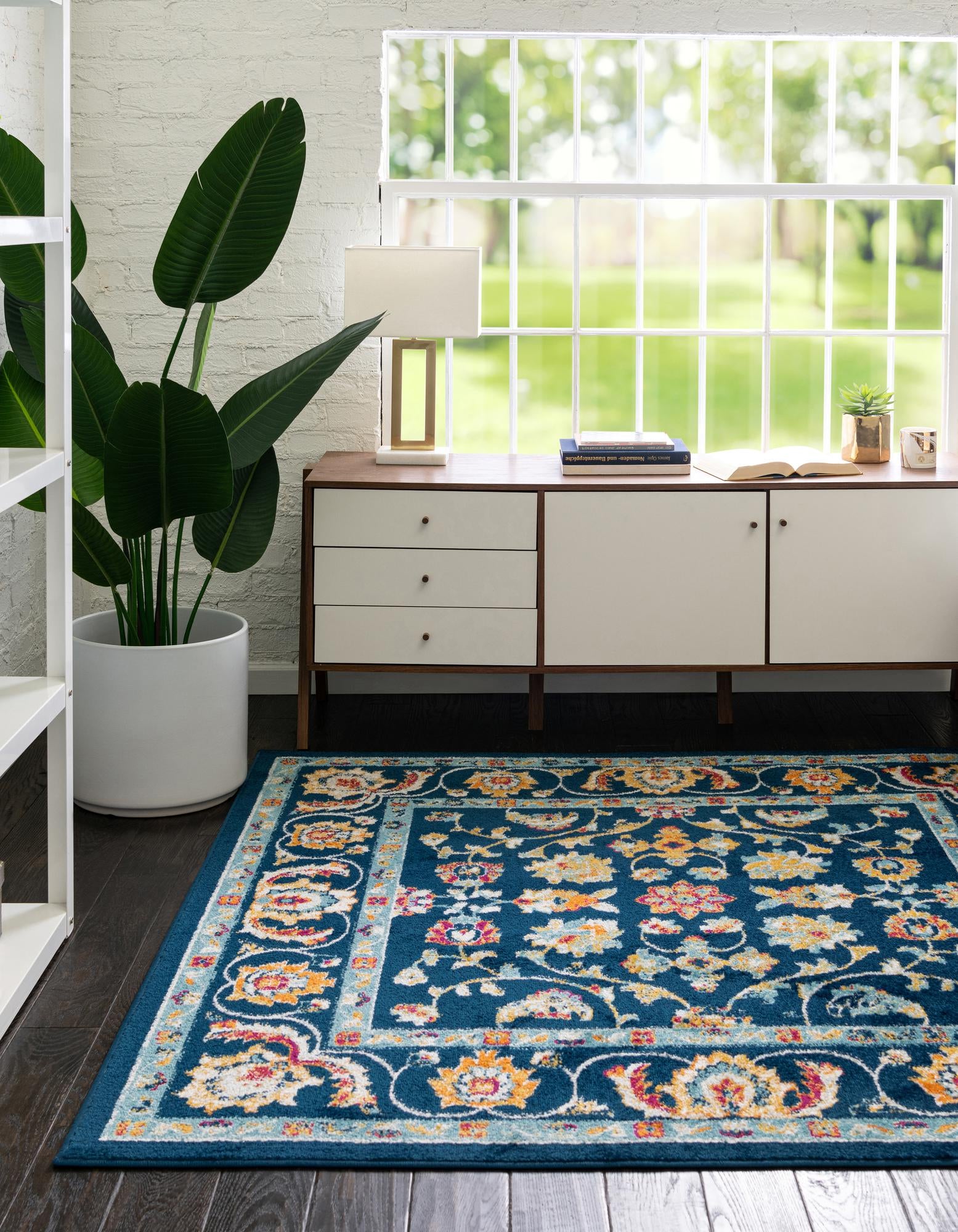 Navy Blue 7' 10 x 7' 10 Aurelia Square Rug | Rugs.com