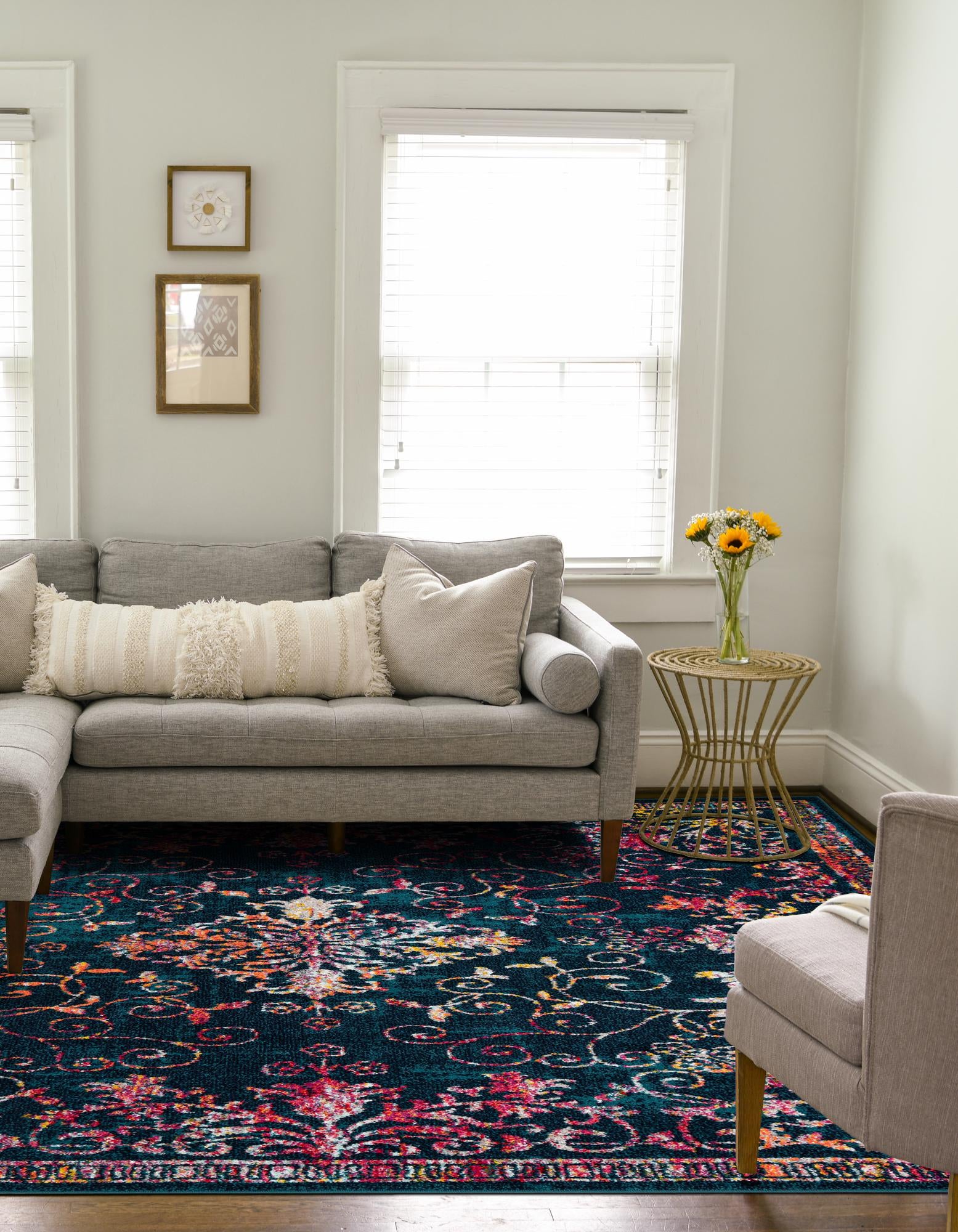 Navy Blue 10' x 10' Madeline Square Rug | Rugs.com