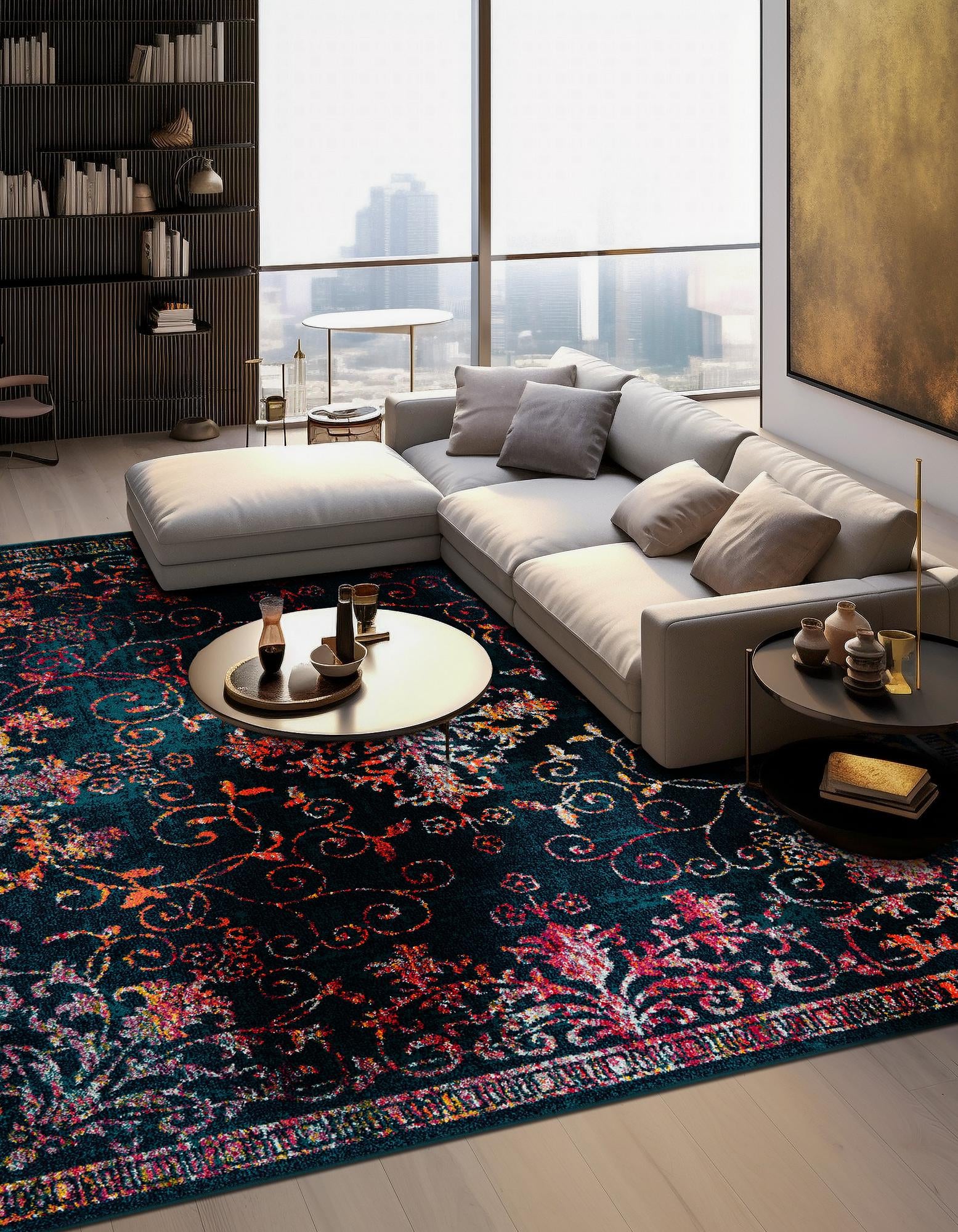 Navy Blue 10' x 10' Madeline Square Rug | Rugs.com