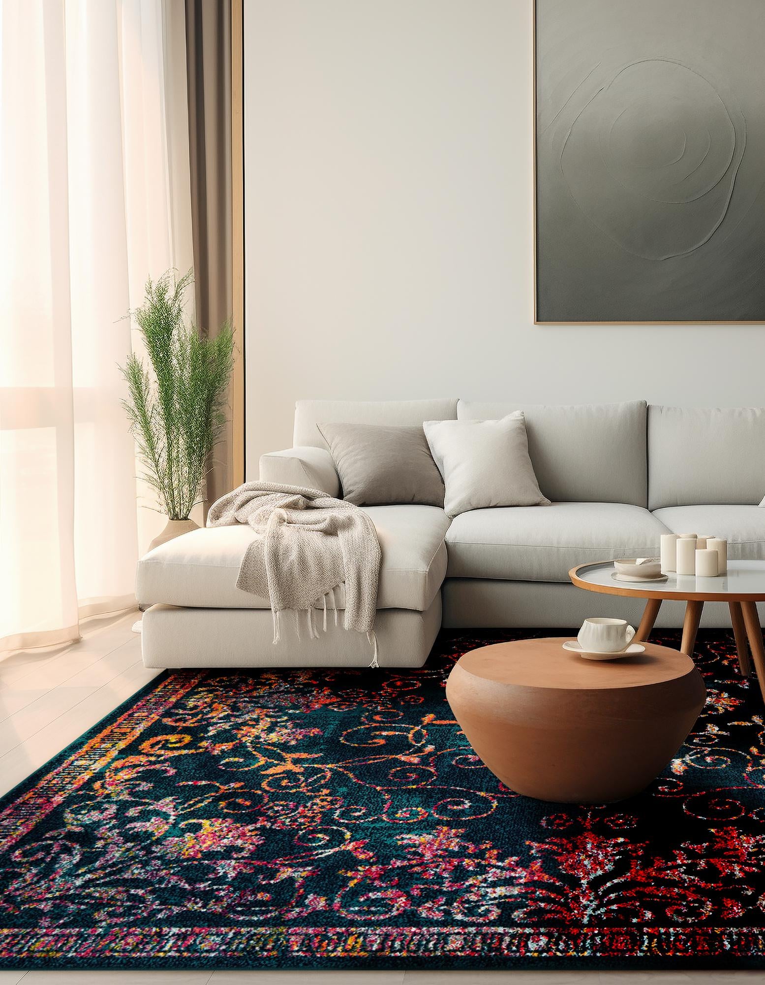 Navy Blue 10' x 10' Madeline Square Rug | Rugs.com