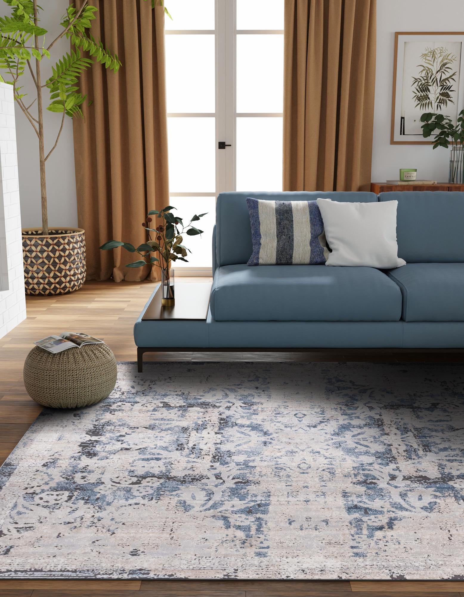 Blue 4' x 4' Oregon Square Rug | Rugs.com