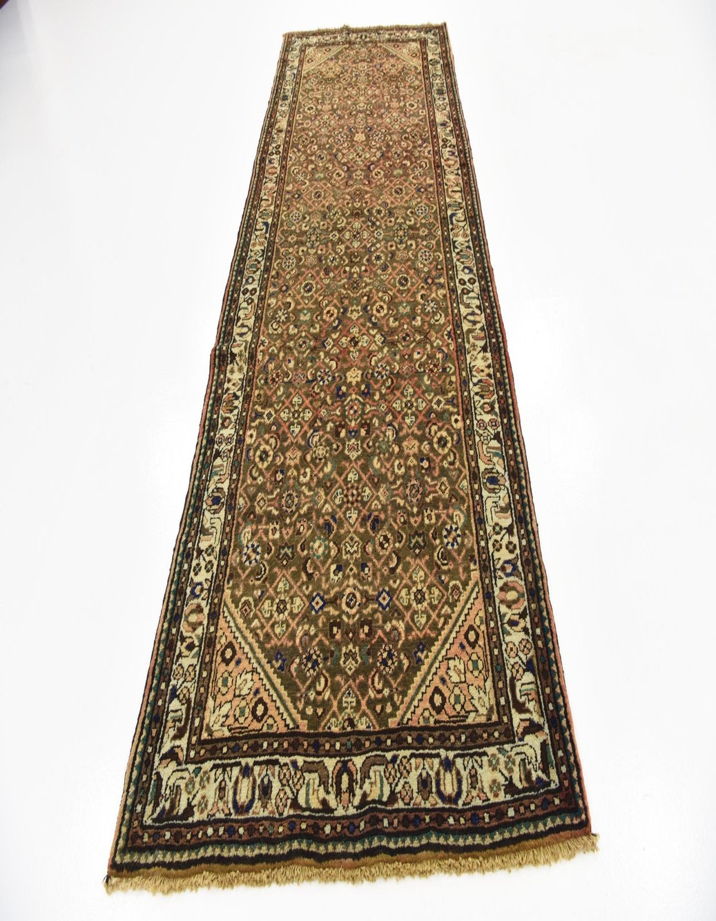 Olive 3' 11 x 10' 5 Hand Knotted Hossainabad Persian Wool Runner Rug ...