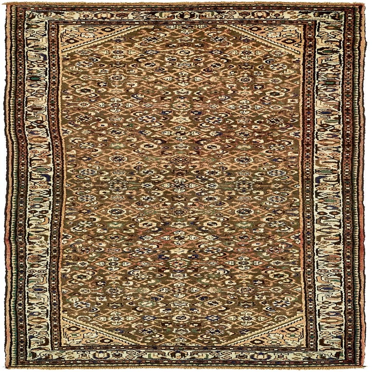 Olive 3' 11 x 10' 5 Hand Knotted Hossainabad Persian Wool Runner Rug ...