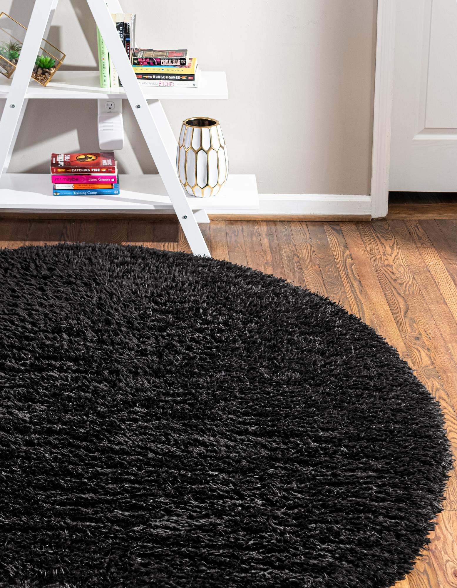 Onyx Black 4' x 4' Infinity Shag Round Rug | Rugs.com