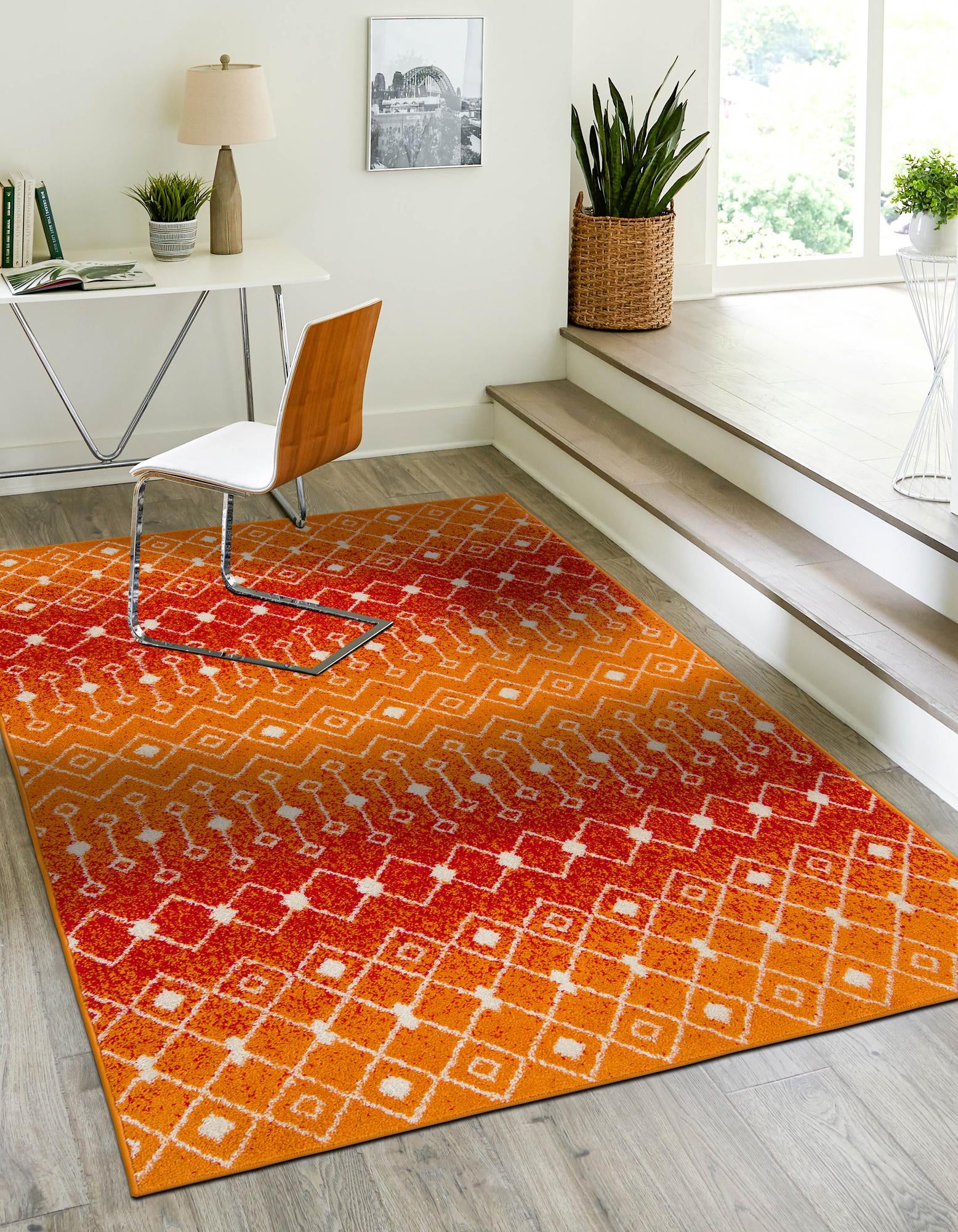 Orange and Red 9' x 12' Moroccan Trellis Rug | Rugs.com