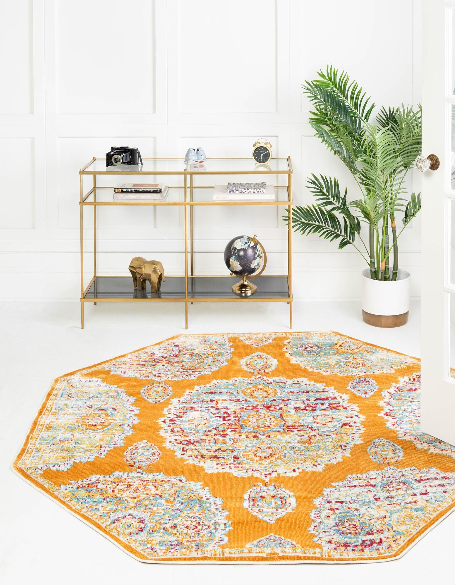 Orange 4' x 4' Paragon Octagon Rug | Rugs.com