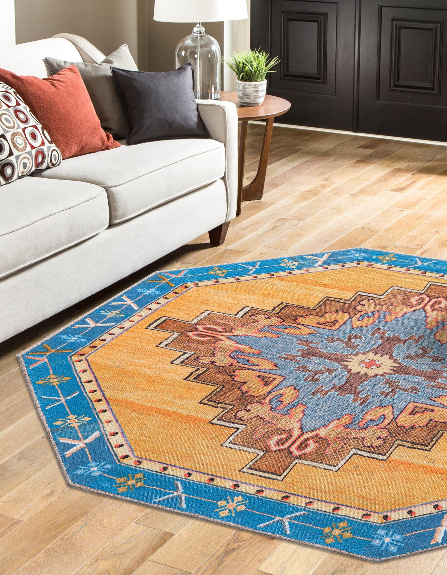 Orange 7' 6 x 7' 6 Timeless Octagon Rug | Rugs.com