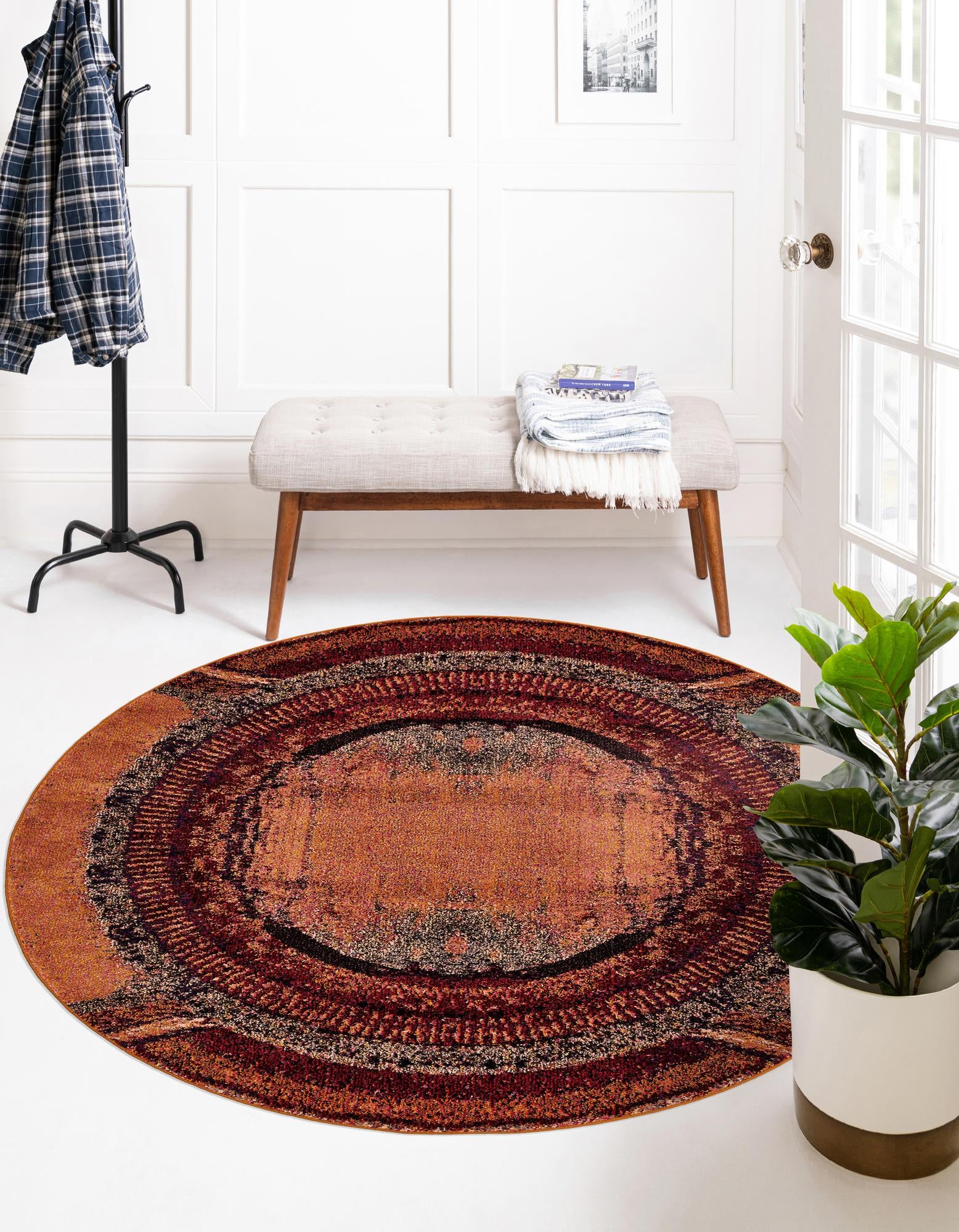 Rust Red 8' 4 x 8' 4 Santiago Round Rug | Rugs.com