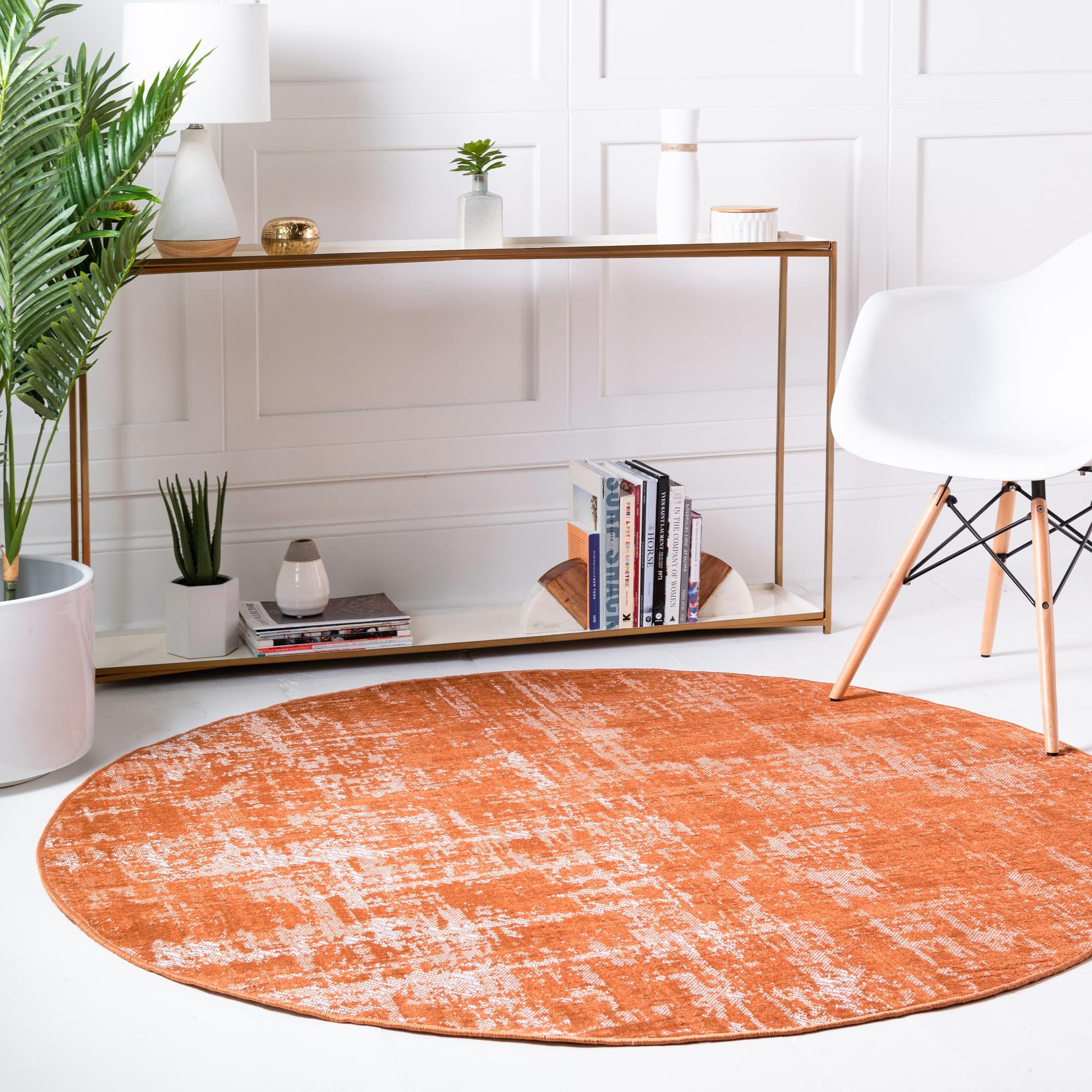 Orange 5' 3 x 5' 3 Valencia Round Rug | Rugs.com