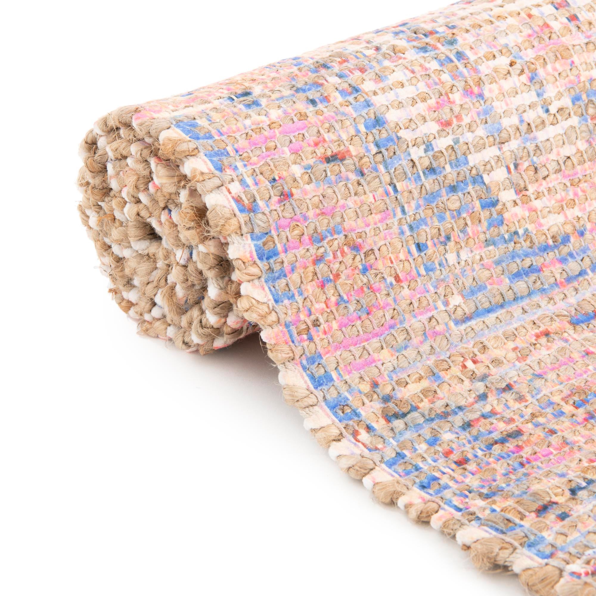 Peach pink 9' x 12' Hand Woven Chenille Jute Rug | Rugs.com