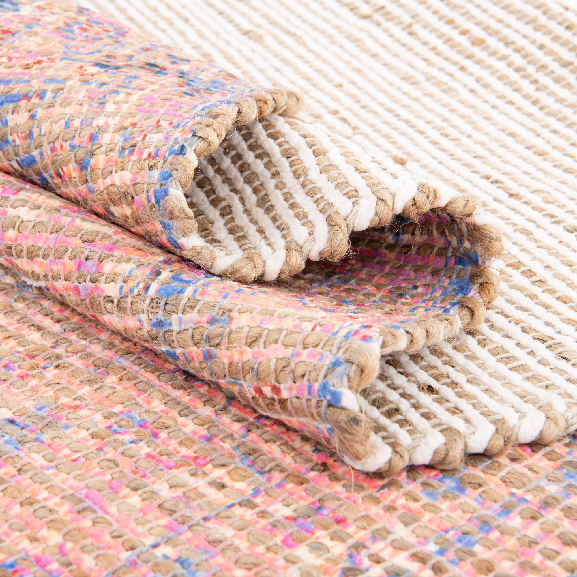 Peach pink 9' x 12' Hand Woven Chenille Jute Rug | Rugs.com