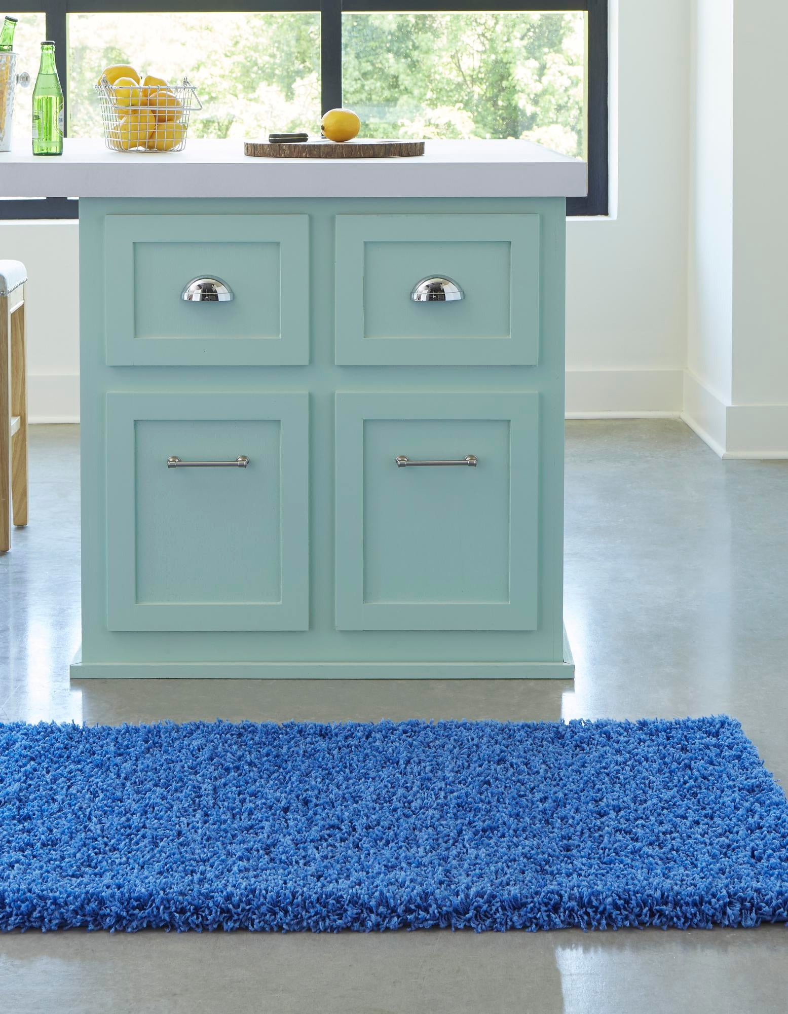 Periwinkle Blue 2' 2 x 6' 7 Solid Shag Runner Rug | Rugs.com