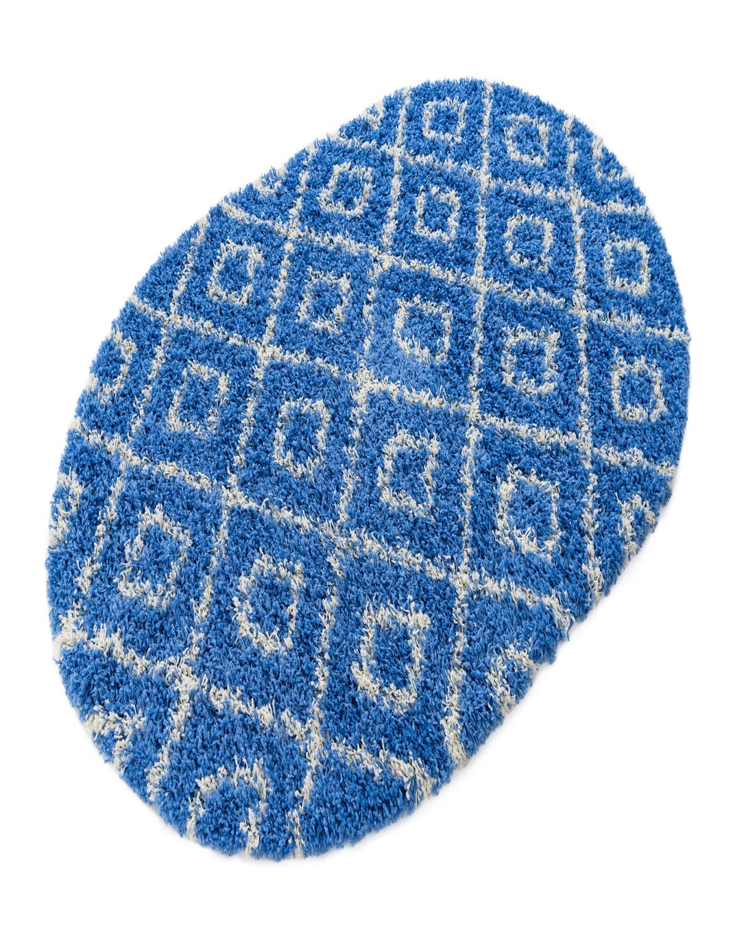 Periwinkle.Blue 4' 1 x 6' 1 Lattice Shag Oval Rug | Rugs.com