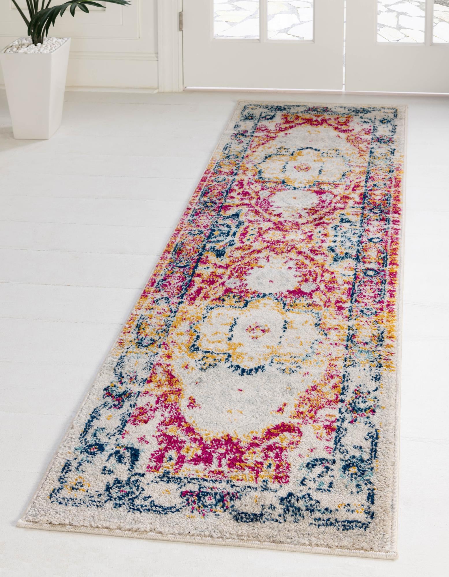 Pink Gray 2' x 8' Madeline Vintage Runner Rug | Rugs.com