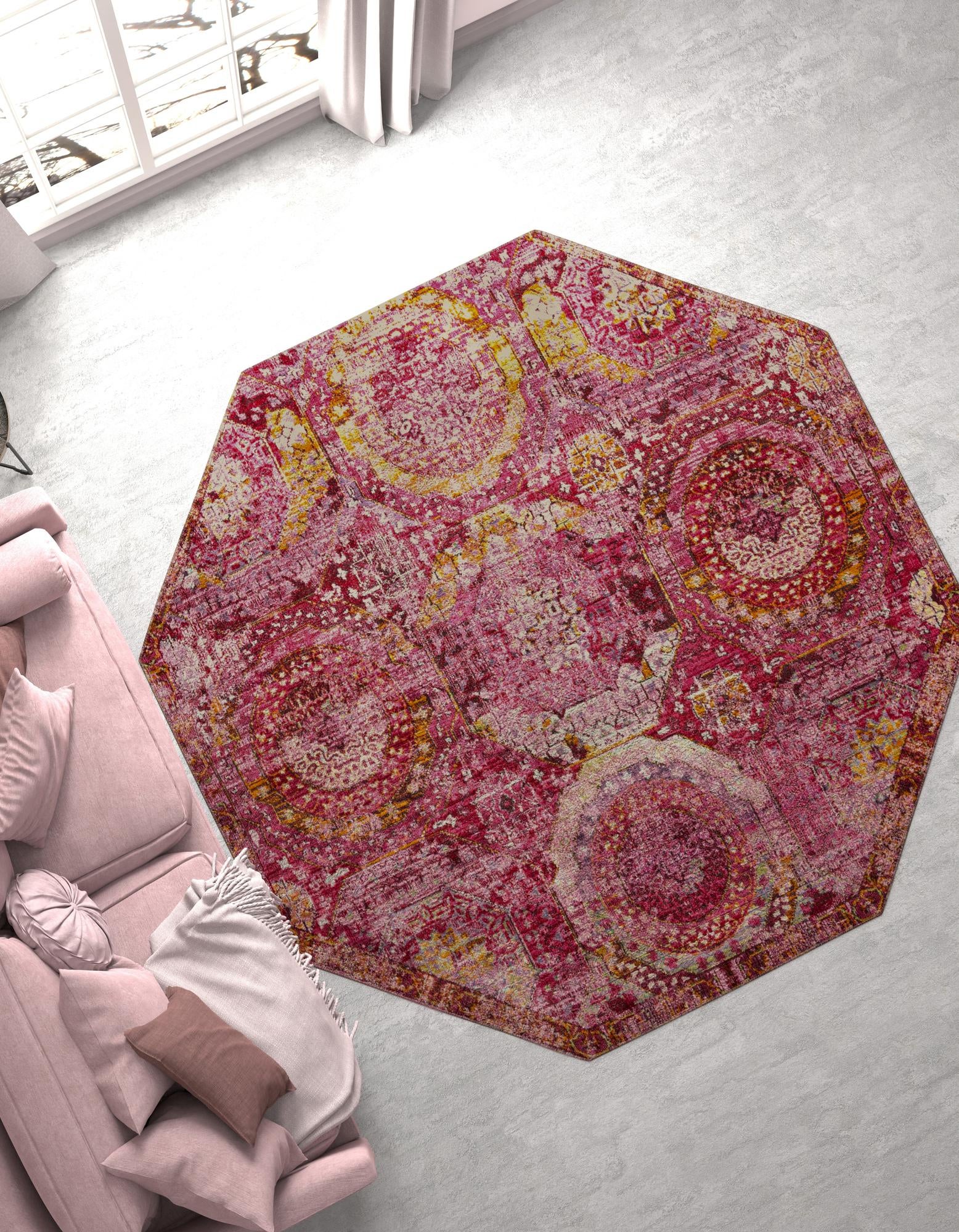 Pink 7' x 7' Santiago Octagon Rug | Rugs.com