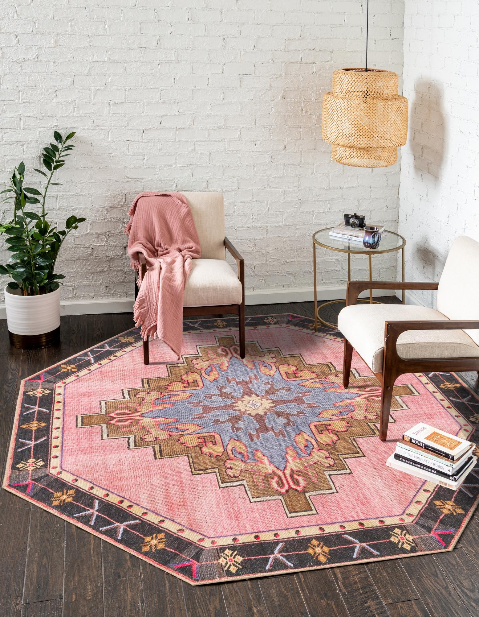 Pink 5' x 5' Timeless Octagon Rug | Rugs.com