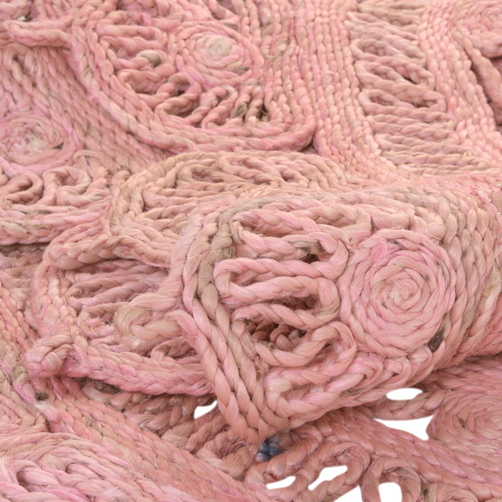 Pink 7' 10 x 10' Hand Braided Jute Oval Rug | Rugs.com