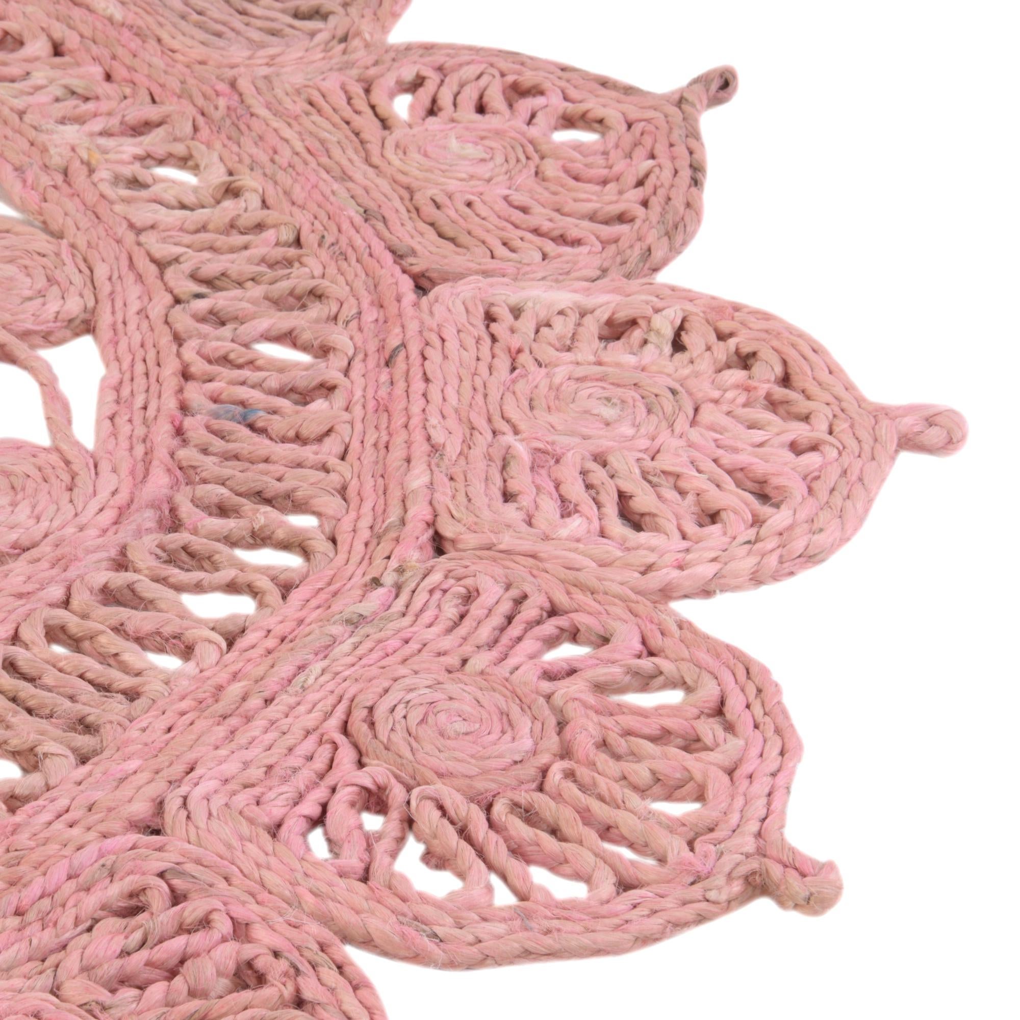 Pink 7' 10 x 10' Hand Braided Jute Oval Rug | Rugs.com