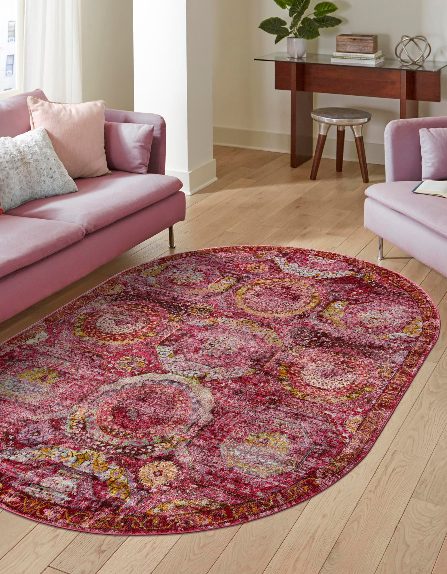 Pink 2' x 3' 1 Santiago Oval Rug | Rugs.com