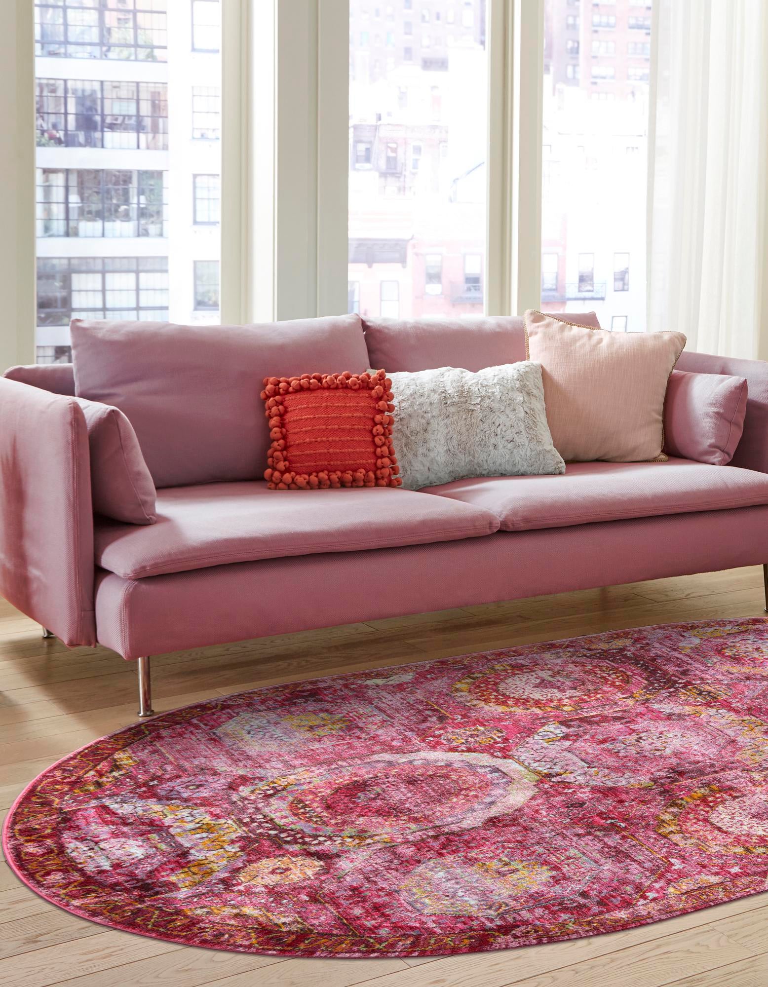 Pink 2' x 3' 1 Santiago Oval Rug | Rugs.com