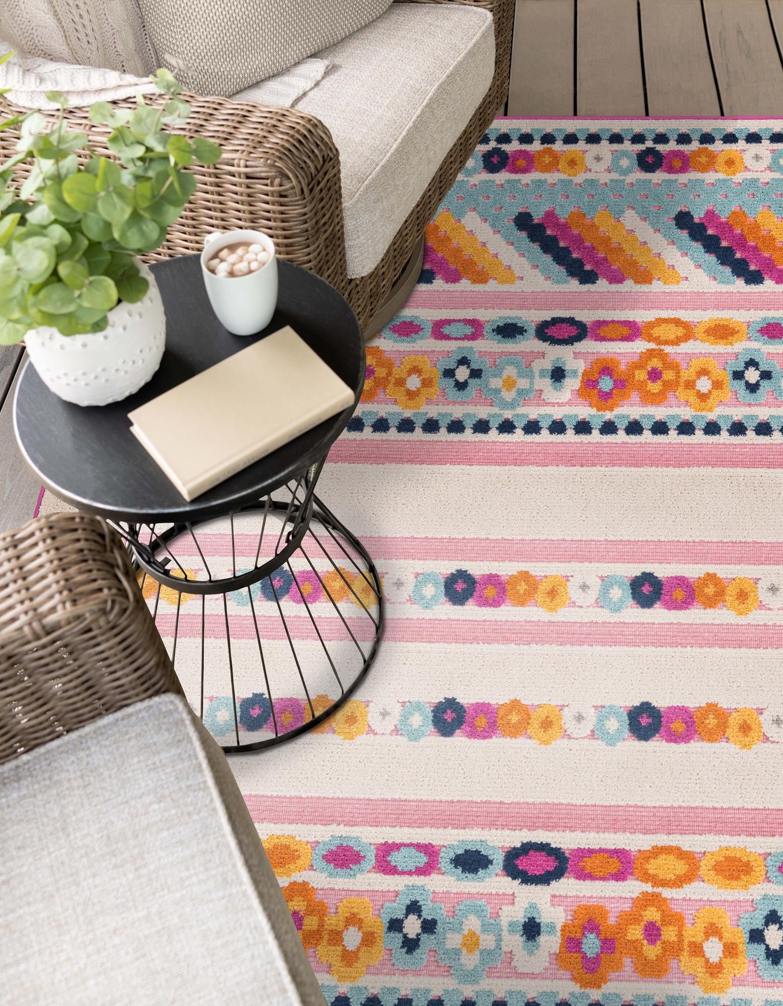 Pink 5' 3 x 8' Aruba Indoor / Outdoor Rug | Rugs.com