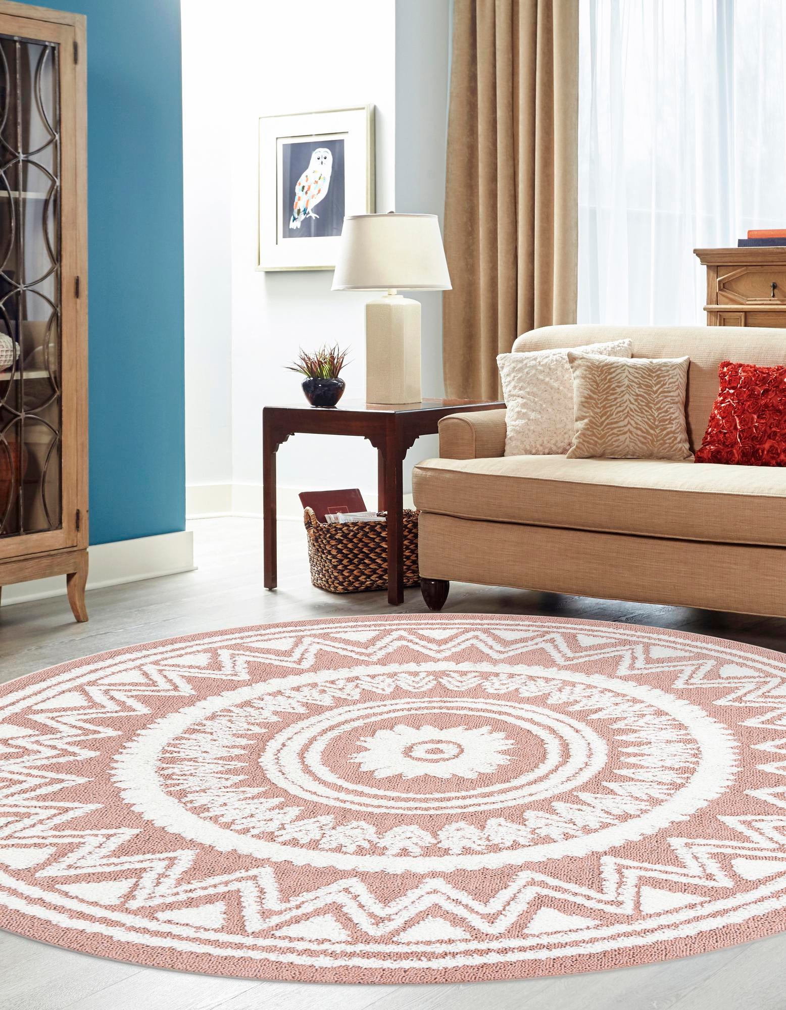 Pink 5' 3 x 5' 3 Boho Round Rug | Rugs.com