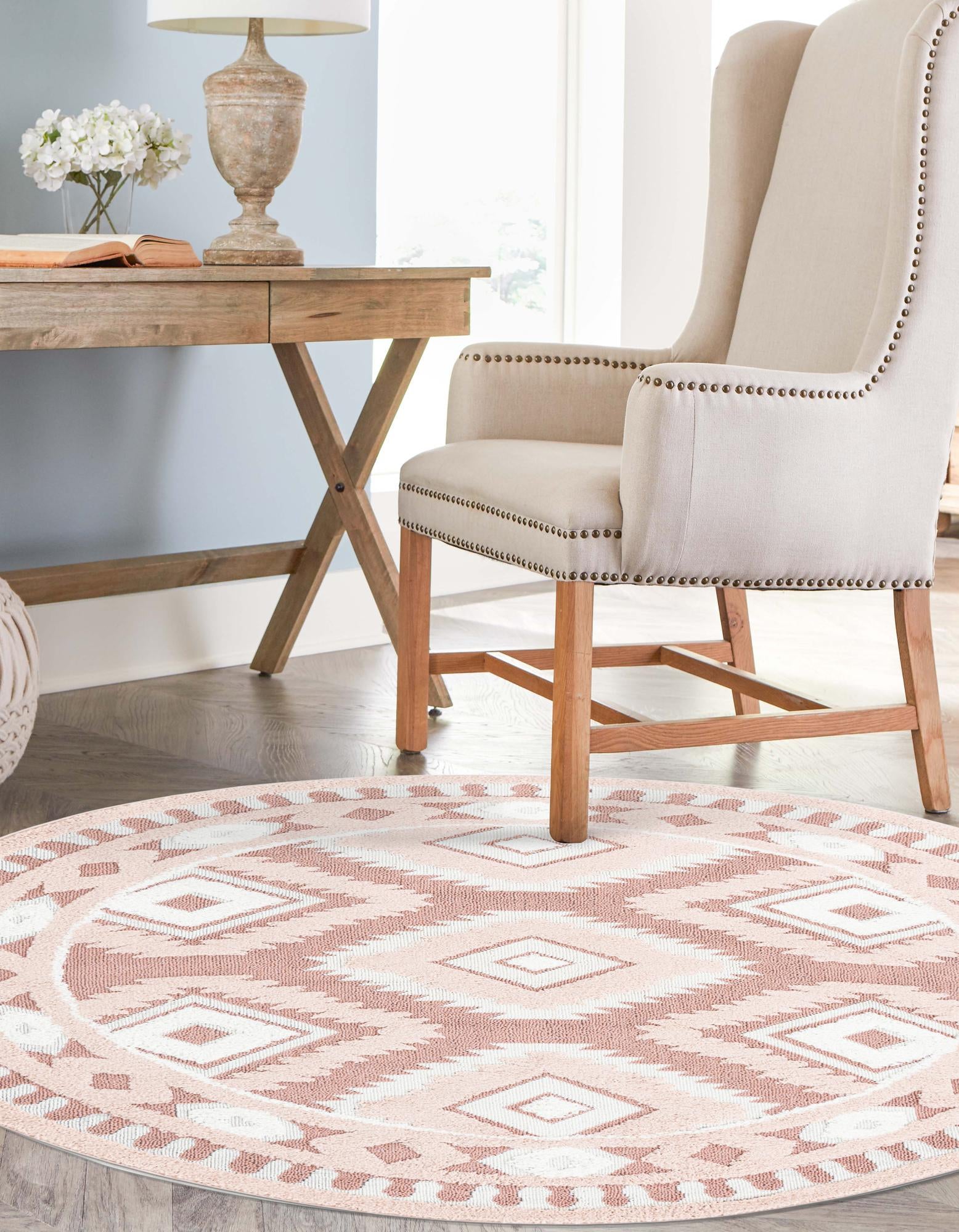 Pink 3' 3 x 3' 3 Boho Round Rug | Rugs.com