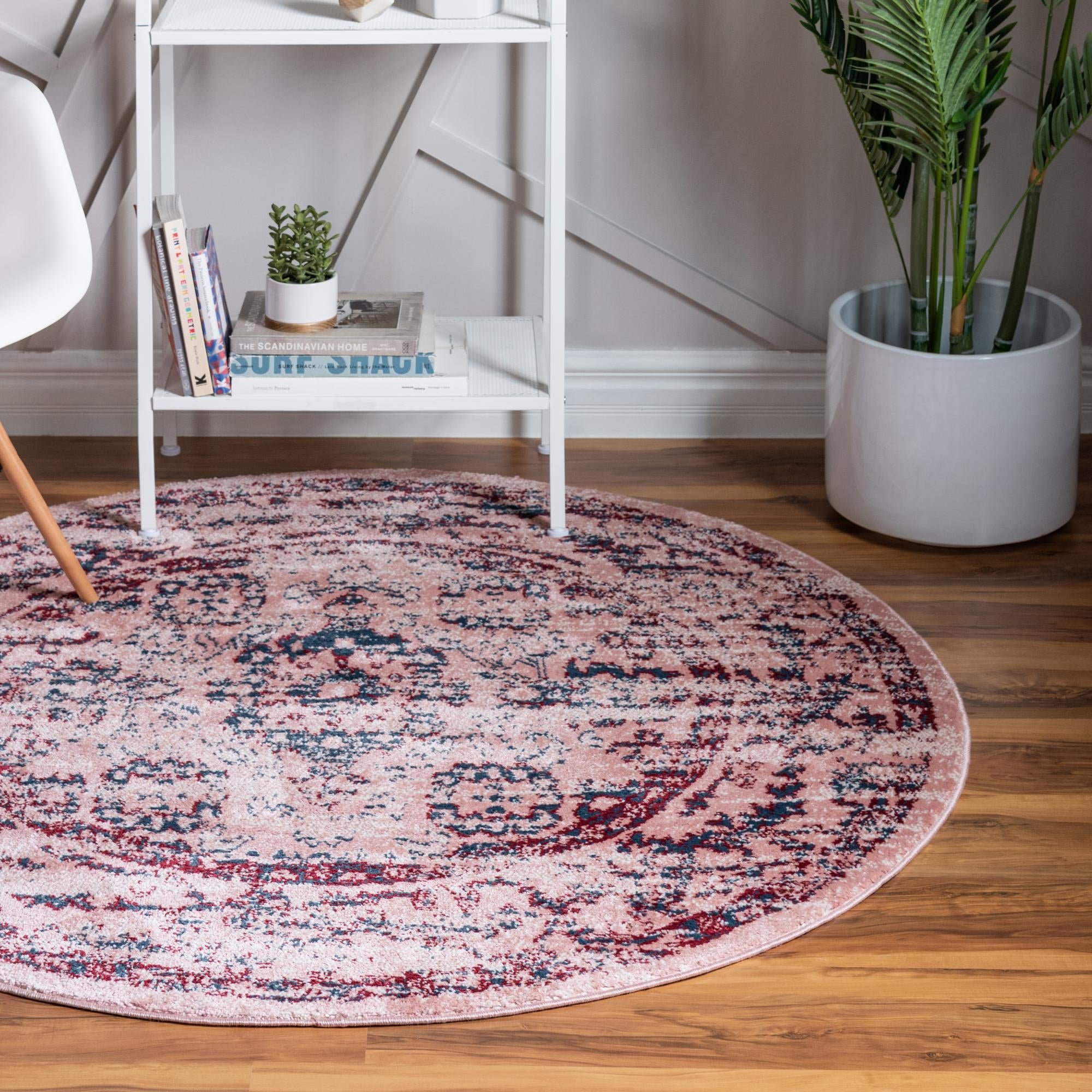 Pink 5' x 5' Charleston Round Rug | Rugs.com