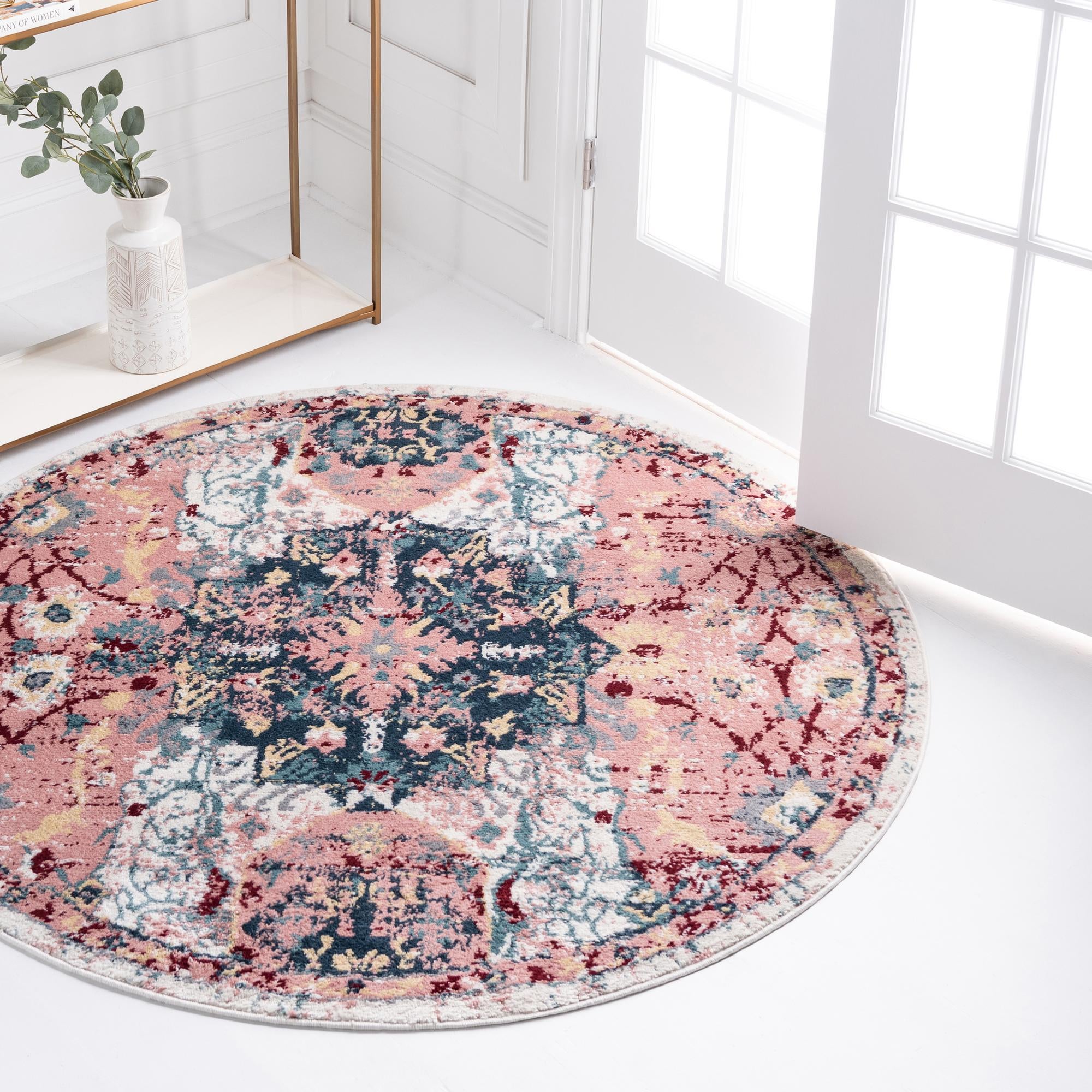 Multicolor 5' x 5' Charleston Round Rug | Rugs.com