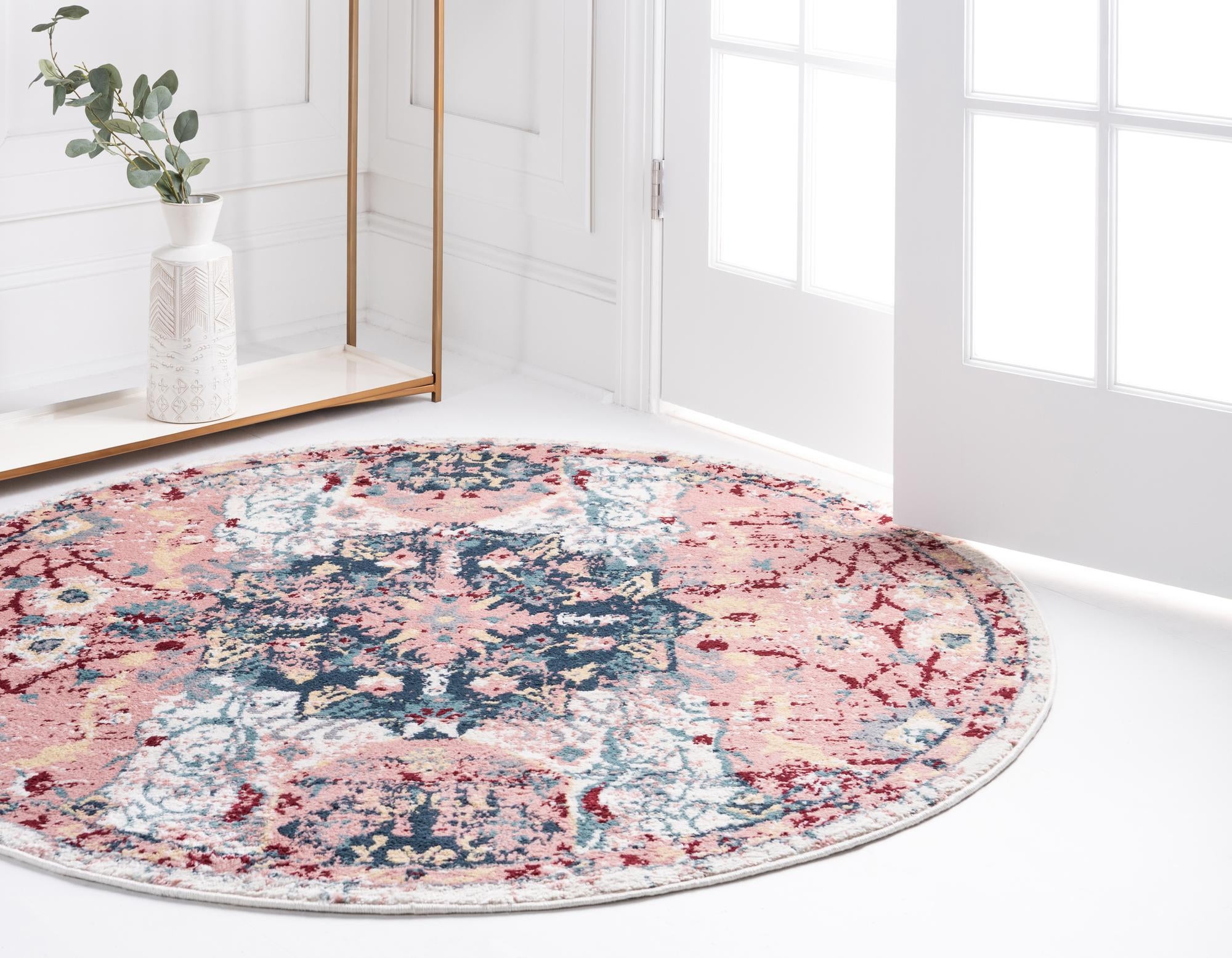 Pink 5' x 5' Charleston Round Rug | Rugs.com