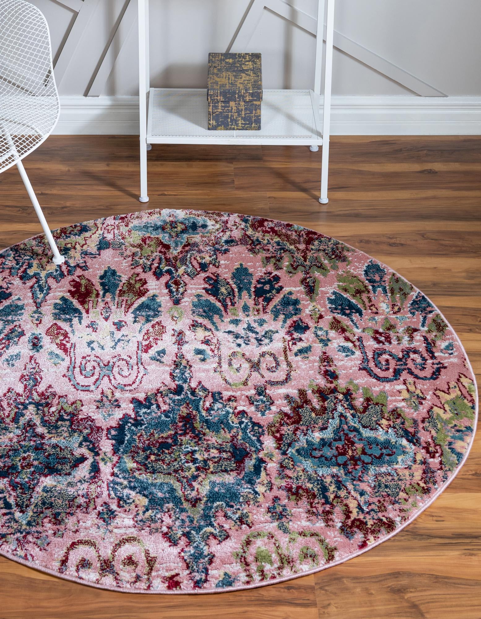 Multicolor 5' x 5' Charleston Round Rug | Rugs.com