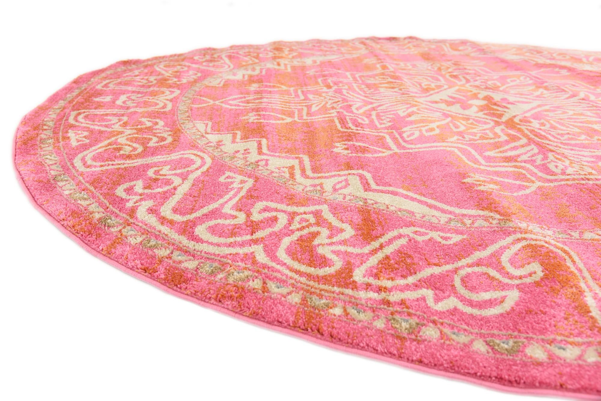 Pink 8' x 8' Delilah Round Rug | Rugs.com