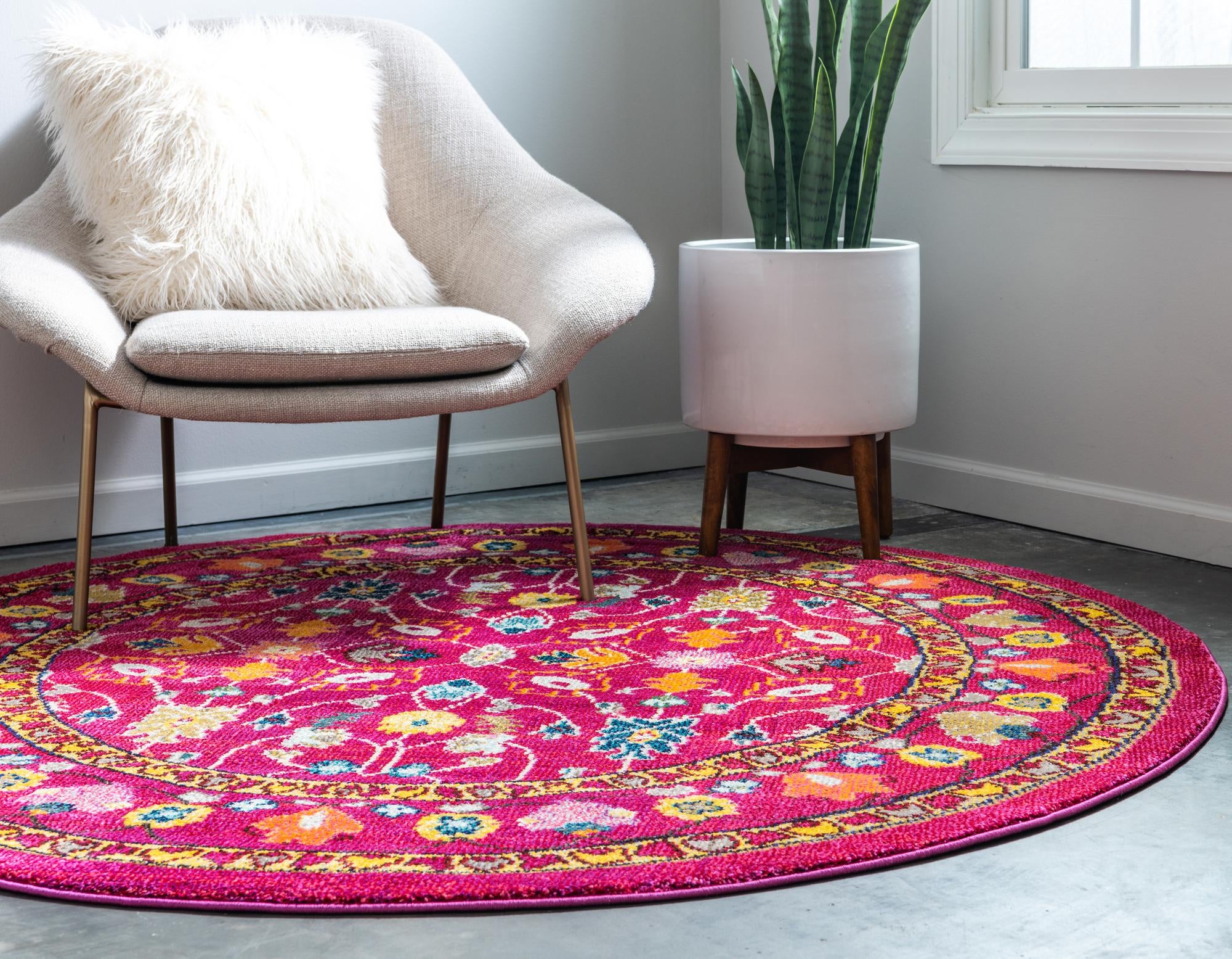 Pink 6' x 6' Fleur Round Rug | Rugs.com