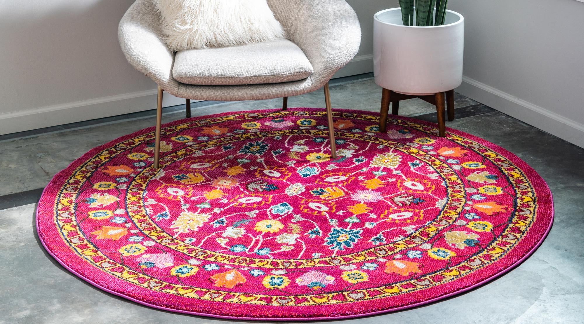 Pink 6' x 6' Fleur Round Rug | Rugs.com