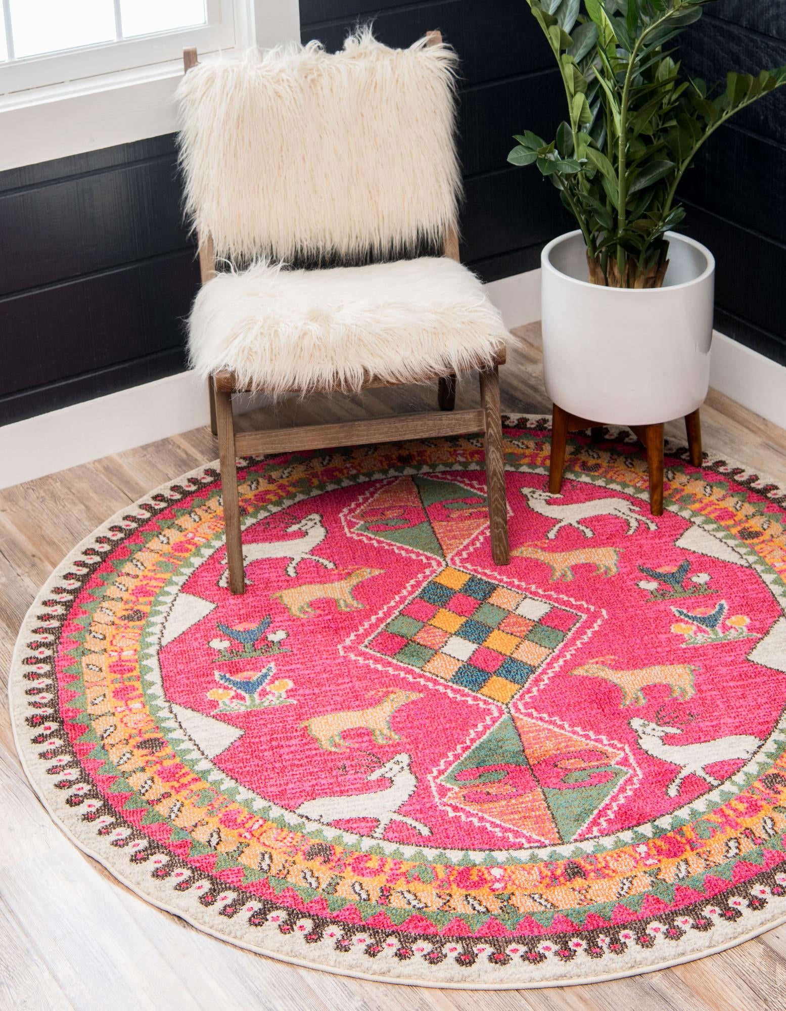 Multicolor 6' x 6' Mesa Round Rug | Rugs.com