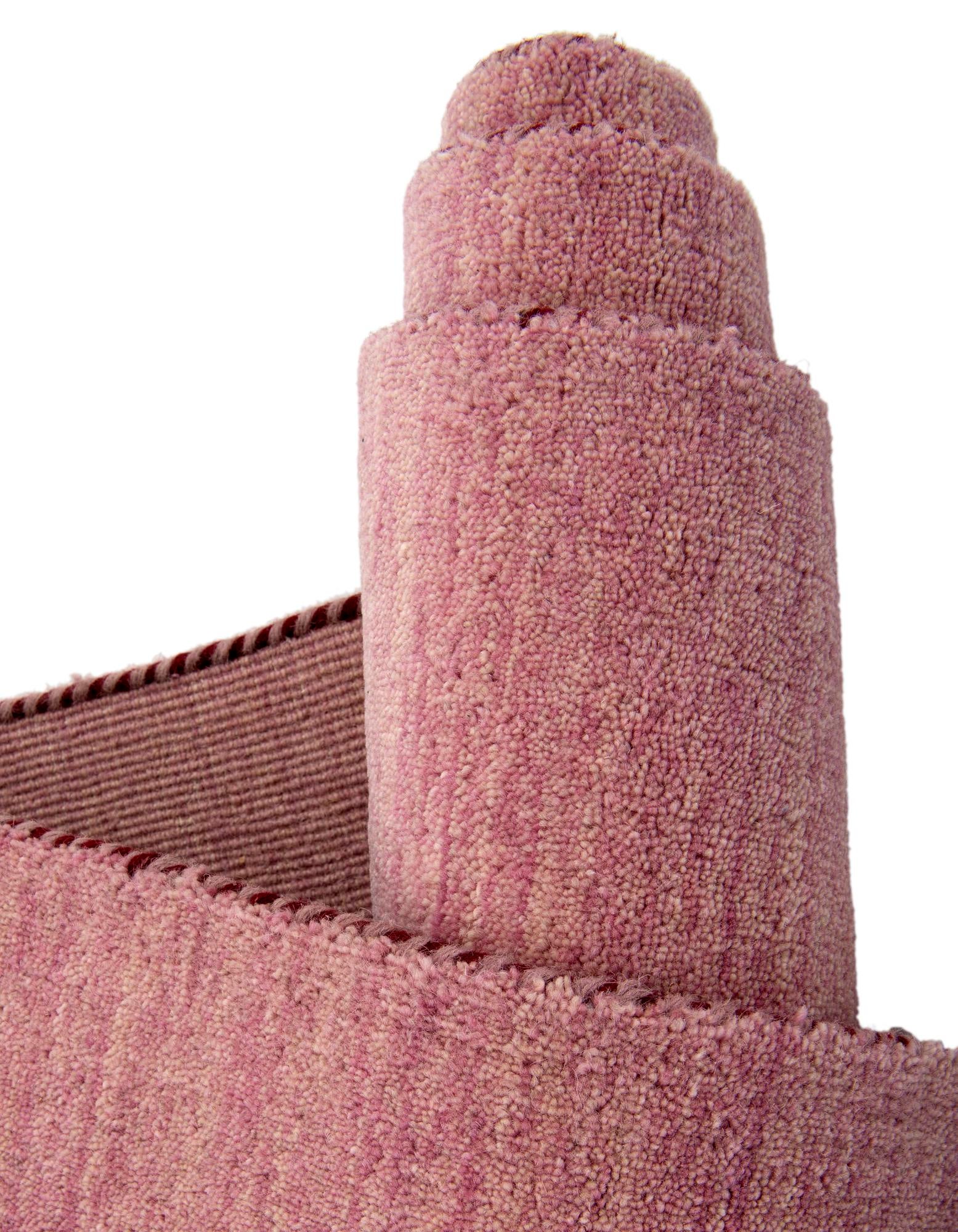 Pink 6' 7 x 6' 7 Hand Knotted Solid Gabbeh Wool Round Rug | Rugs.com