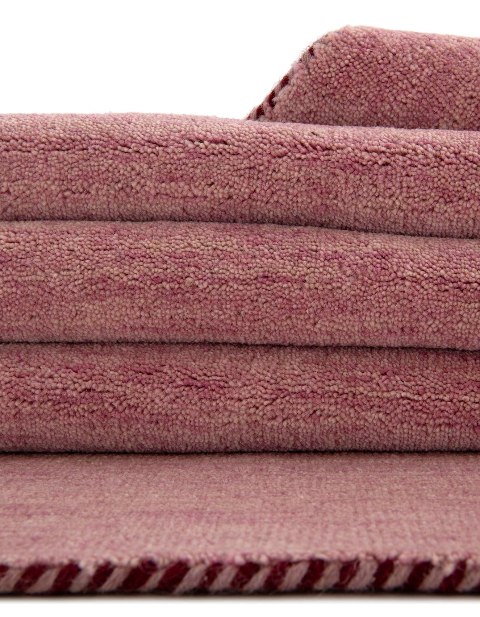 Pink 6' 7 x 6' 7 Hand Knotted Solid Gabbeh Wool Round Rug | Rugs.com