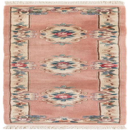 Pink 2' 4 x 10' 5 Hand Knotted Antique Finish Wool Runner Rug | Rugs.com