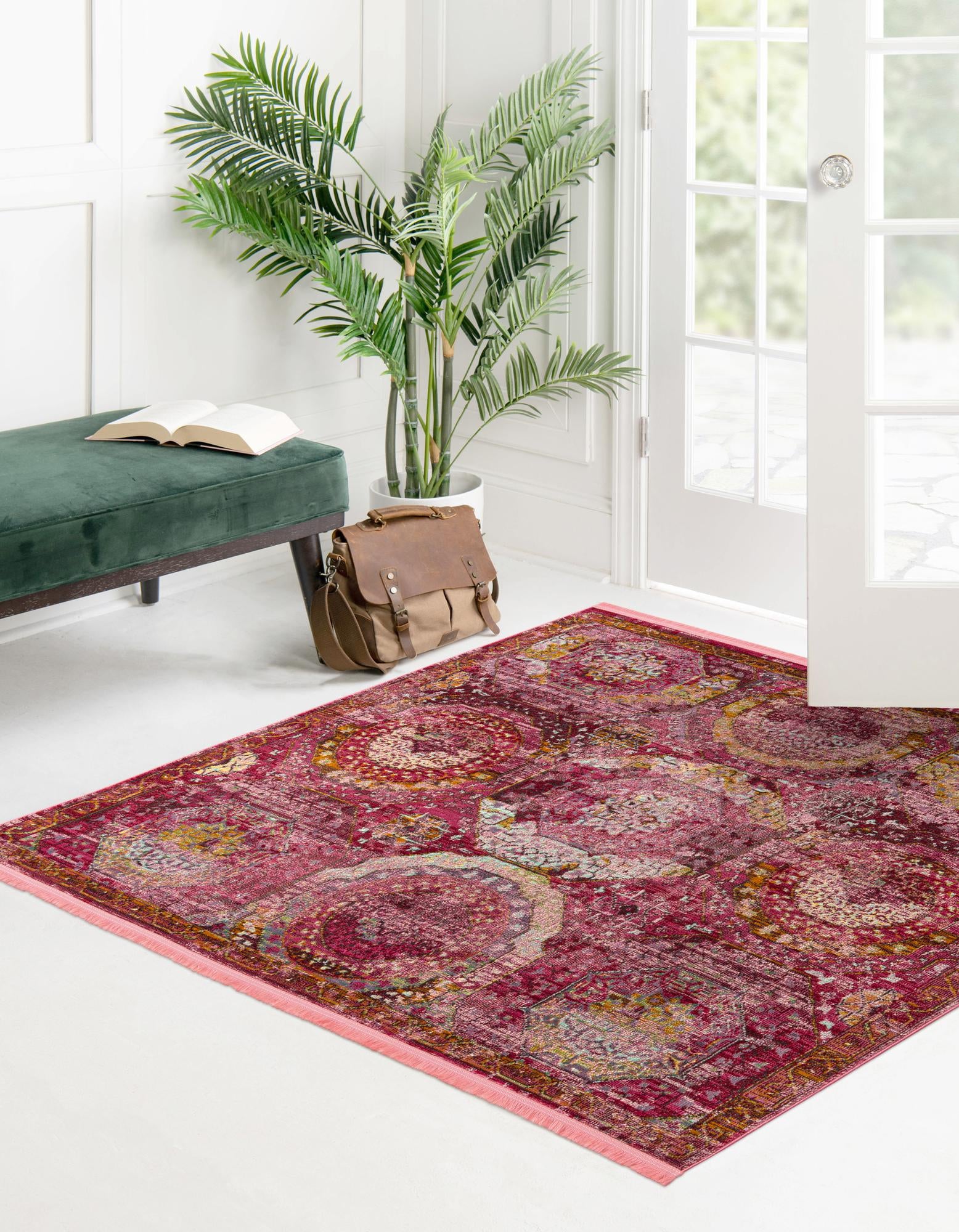 Pink 7' x 7' Santiago Square Rug | Rugs.com