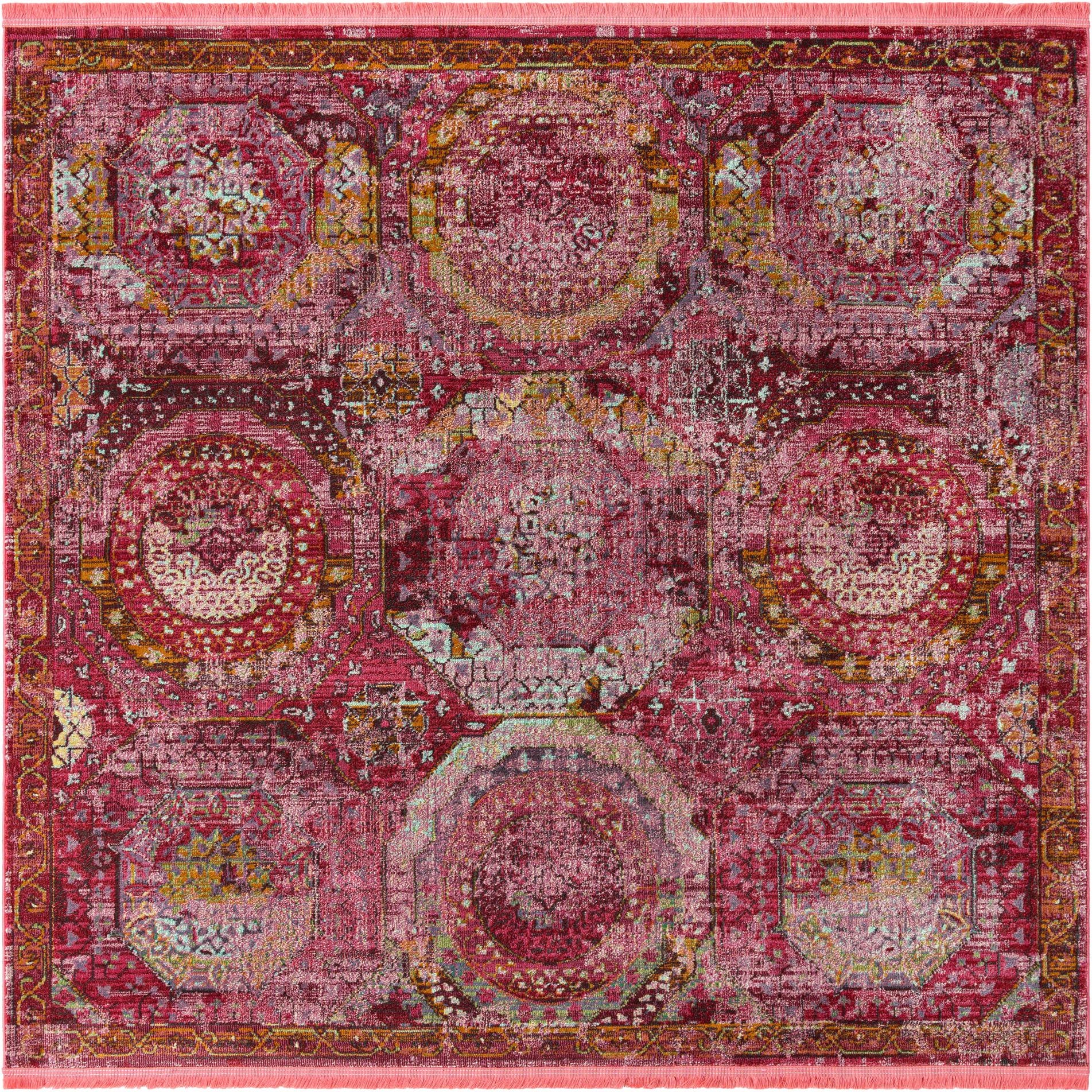 Pink 7' x 7' Santiago Square Rug | Rugs.com